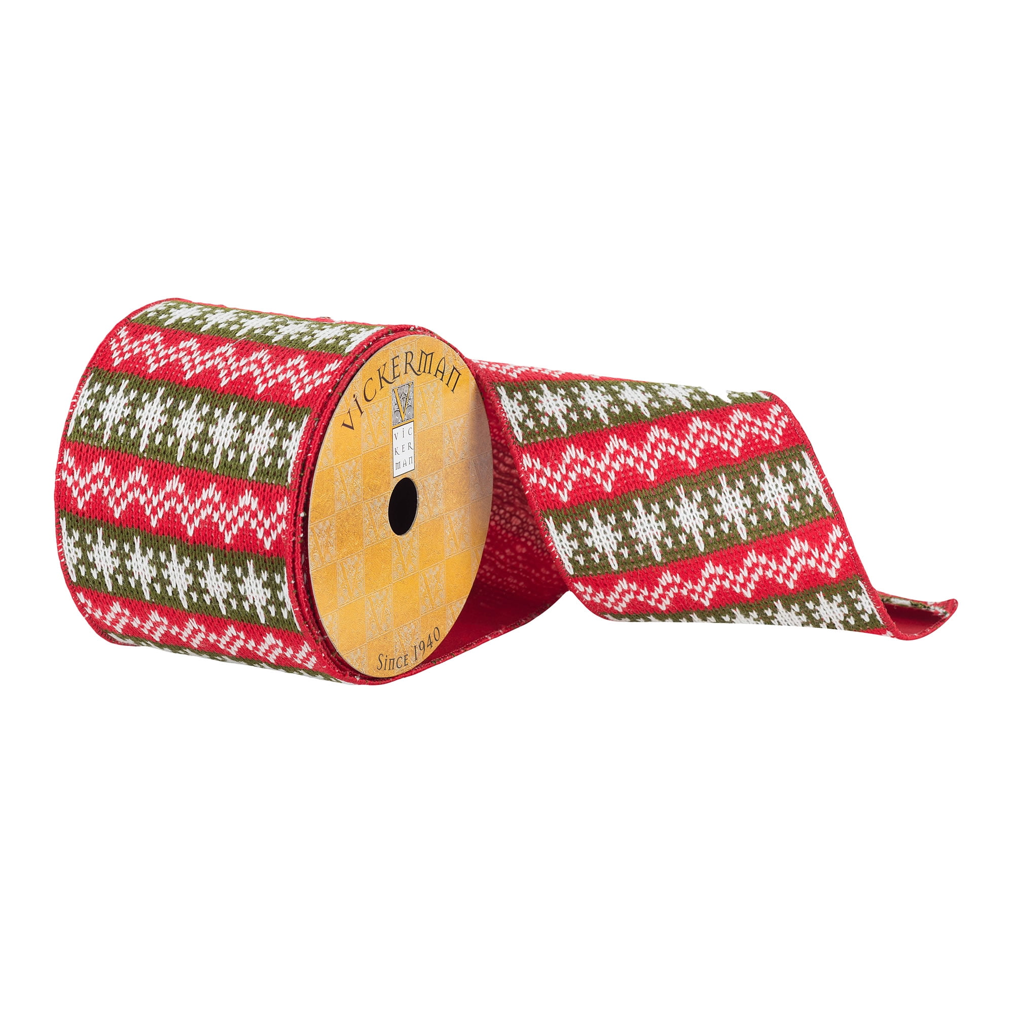 Vickerman 4" x 10 Yards Red and Green Knit Christmas Ribbon - Walmart.com
