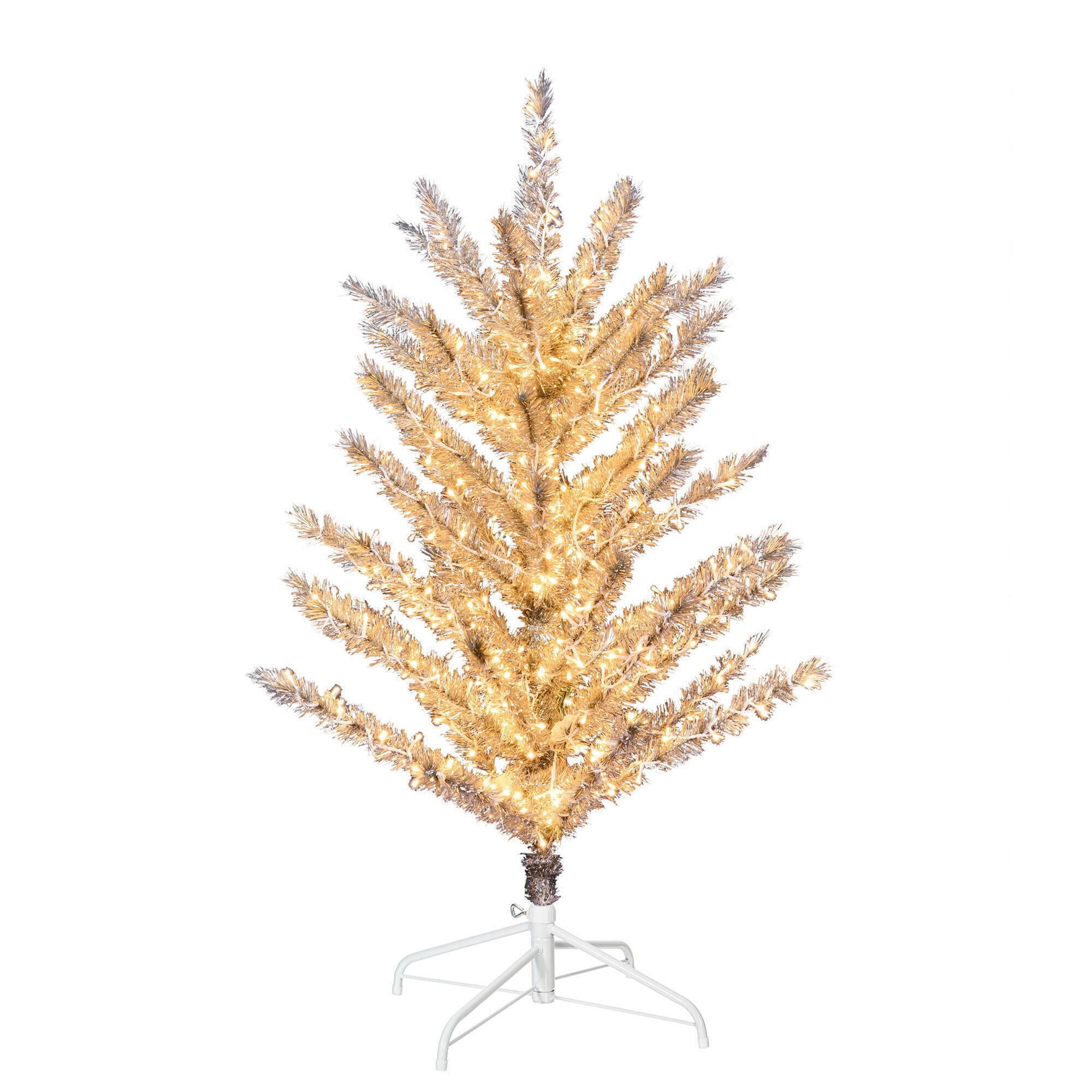 Vickerman 4' x 35" Vintage Aluminum Artificial Tree, Warm White Low ...