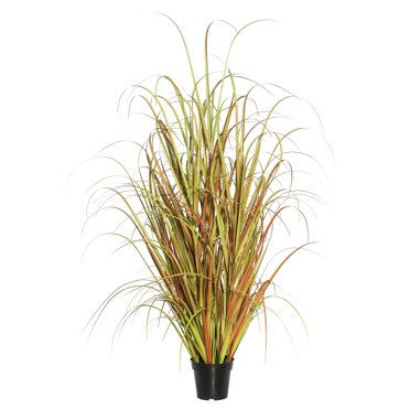 Vickerman 48" PVC Artificial Potted Green Grass with Pomp Balls ...