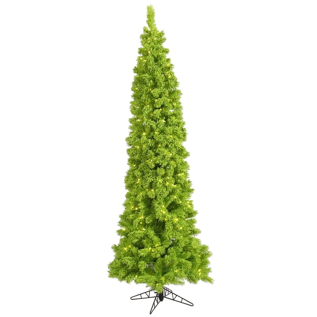 Vickerman 5.5' Flocked Lime Pencil Fir Artificial Christmas Tree with ...