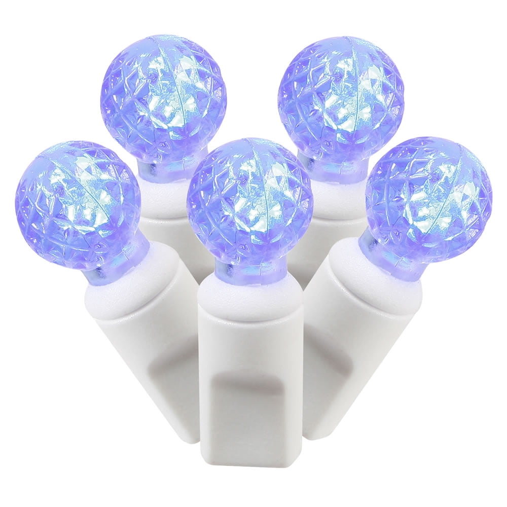 Vickerman 50 Blue G12 LED Light on White Wire, 25' Christmas Single ...