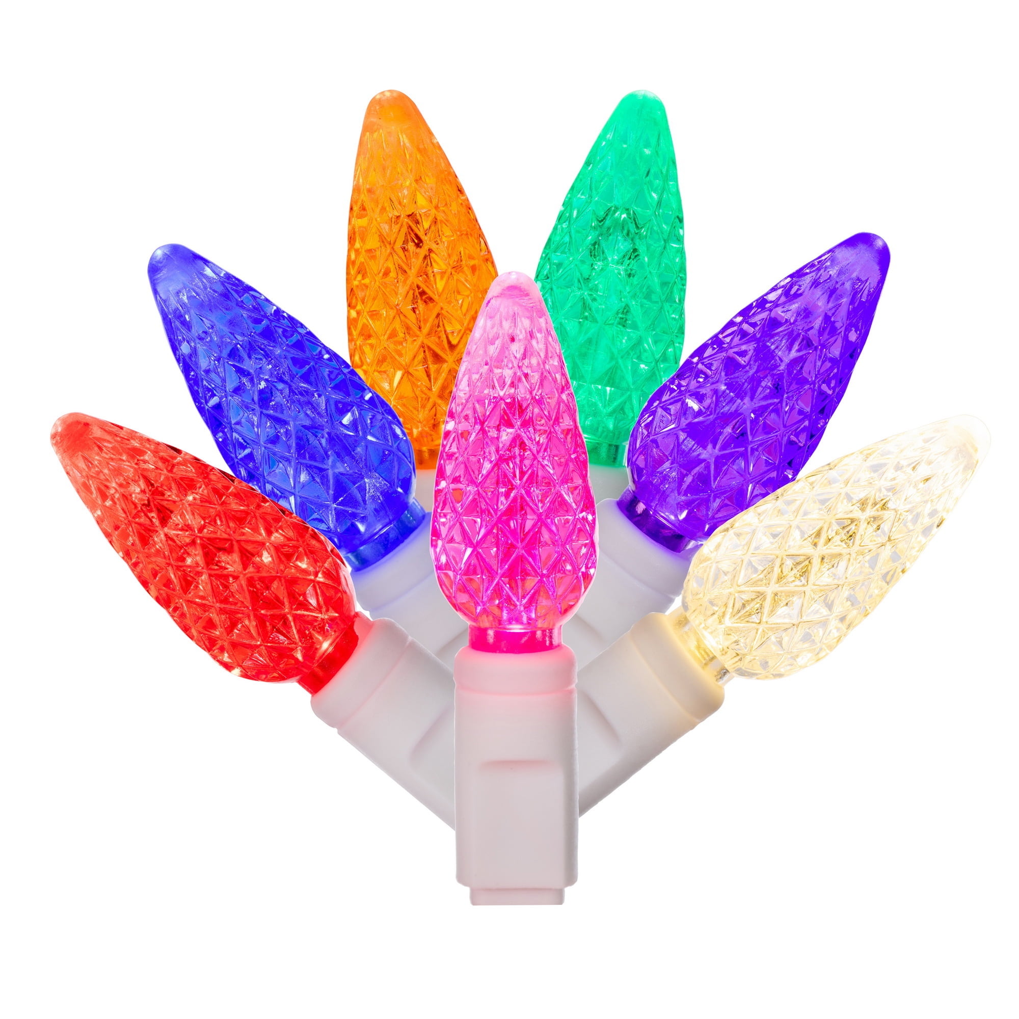 Vickerman 50 Multi-Colored C6 LED Light on White Wire, 25' Christmas ...