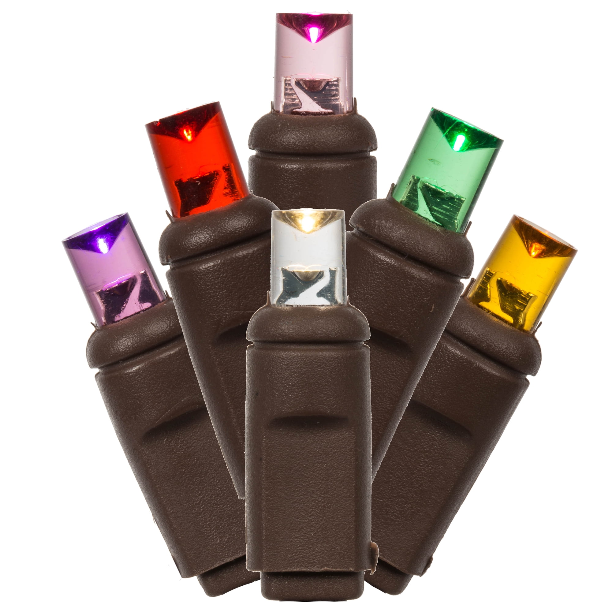 Vickerman 50 Multi-Colored LED light on Brown Wire, 25' Christmas Light ...