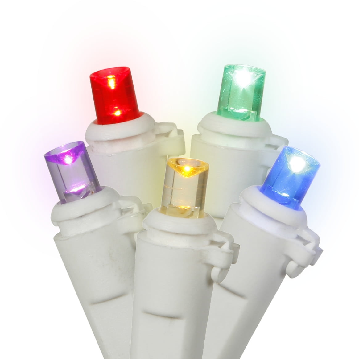 Vickerman 50 Multi-Colored Wide Angle LED Light on White Wire, 25 ...