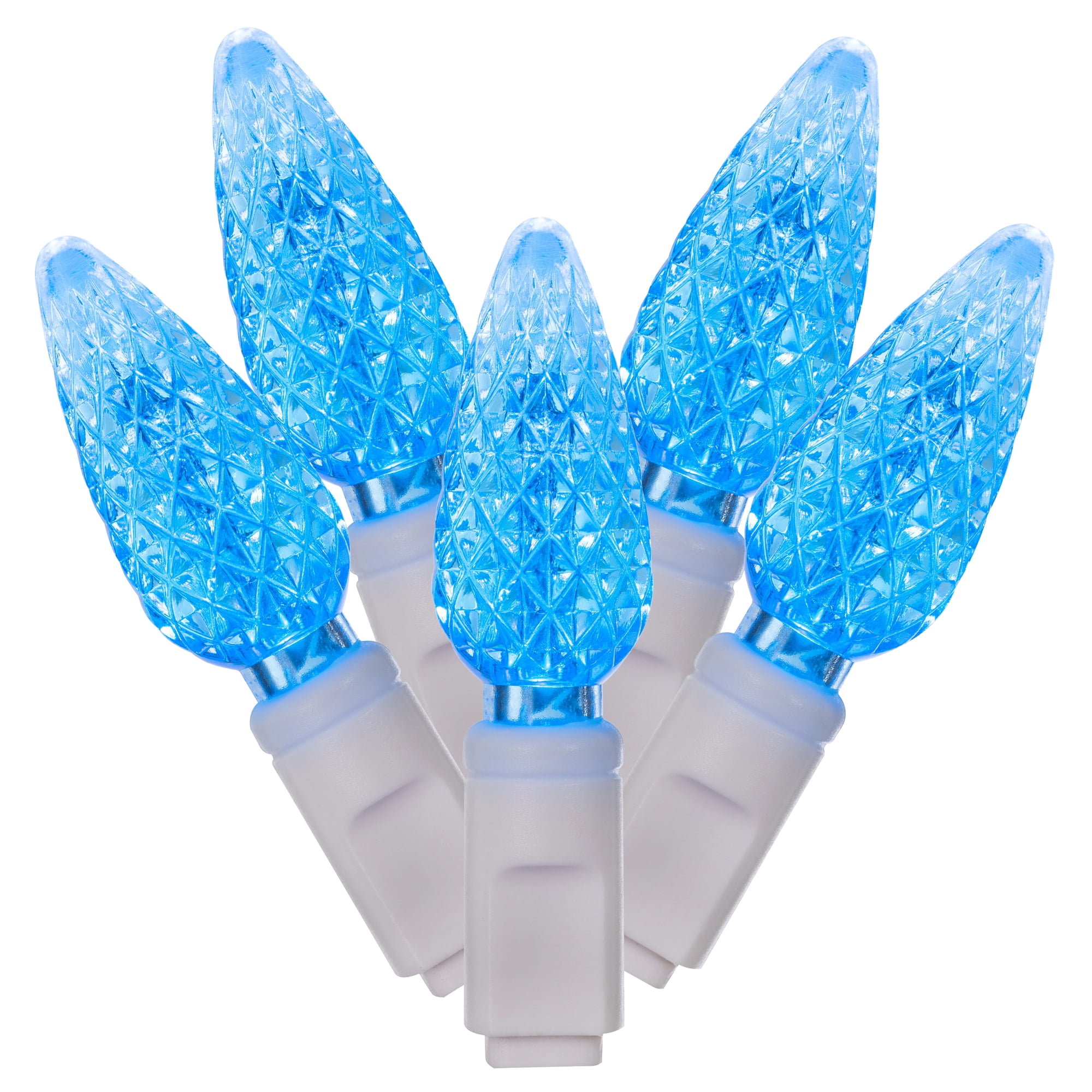 Vickerman 50 Teal C6 LED Light on White Wire, 25' Christmas Single Mold ...