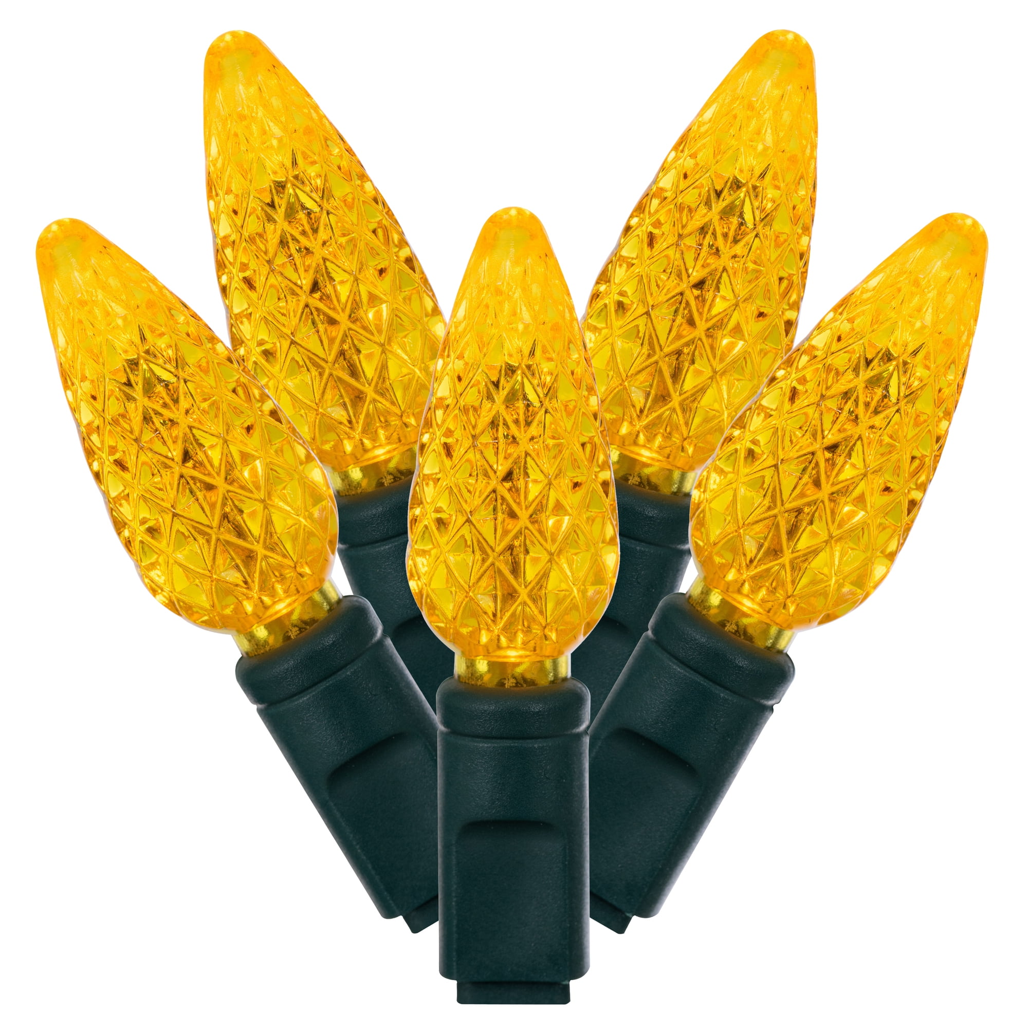 Vickerman 50 Yellow C6 LED Light on Green Wire, 25' Christmas Single ...