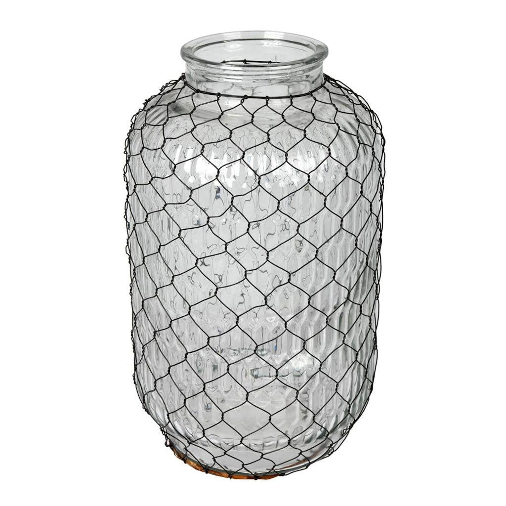 Vickerman 589151 - 15" Glass Vase with Black Chicken Wire (FQ193815 ...