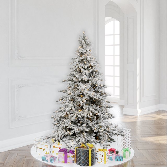 Vickerman 6.5' Flocked Utica Fir Artificial Christmas Tree, Warm White ...