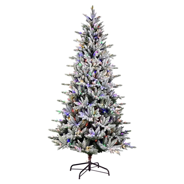 Vickerman 6.5' x 38" Flocked Vail Pine Artificial Christmas Tree, Multi ...