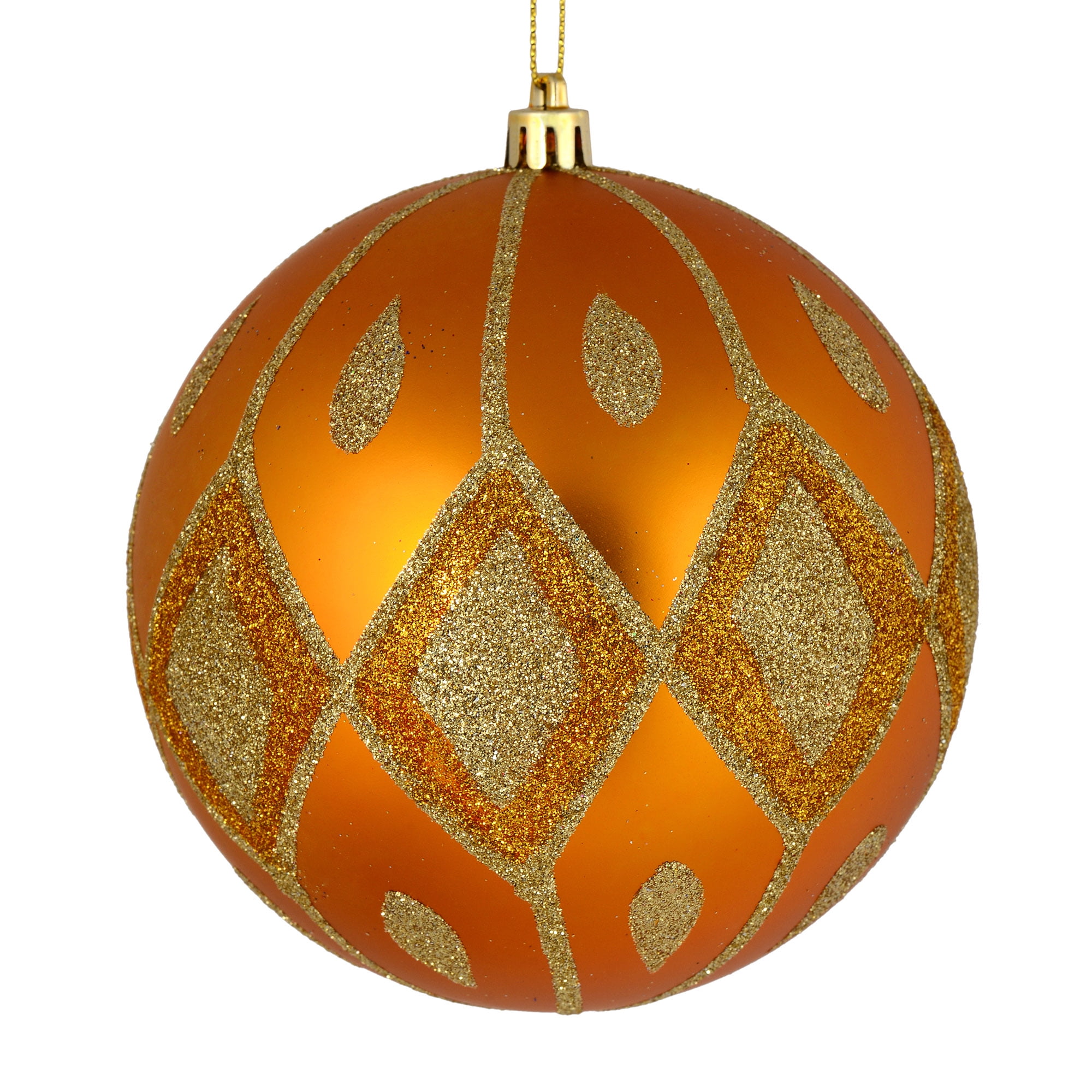 Vickerman 6" Antique Gold Matte Ball with Glitter Diamond Pattern. Add ...