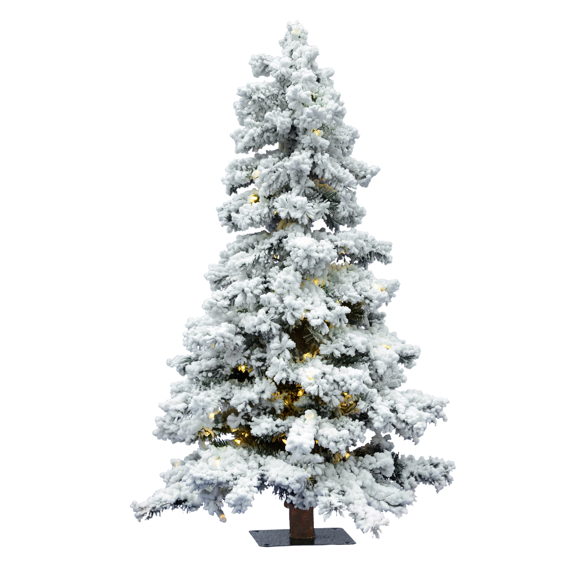 Vickerman 6' Flocked Spruce Artificial Christmas Tree, Warm White ...