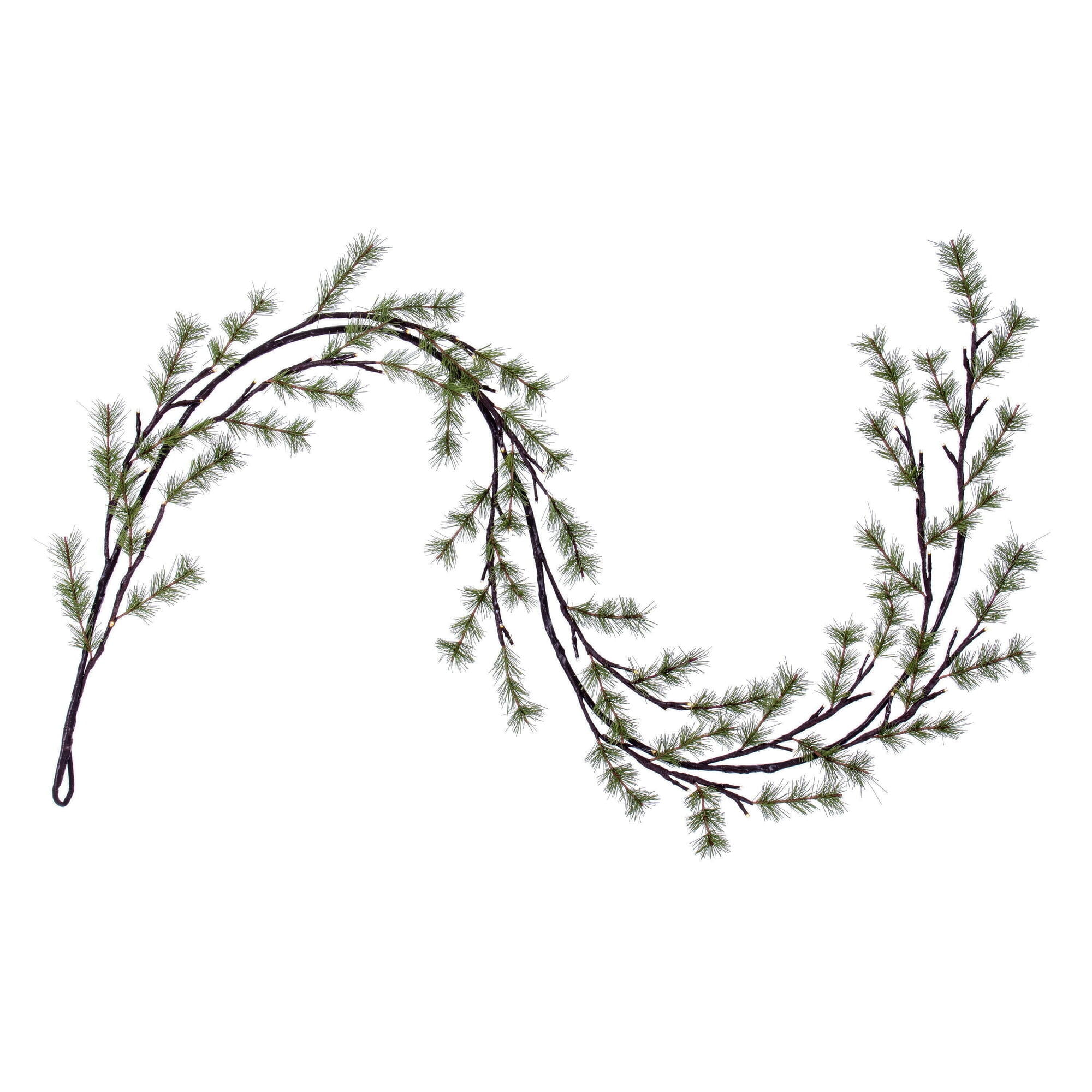 Vickerman 6' Green Mini Pine Twig Garland, Battery Operated Warm White ...