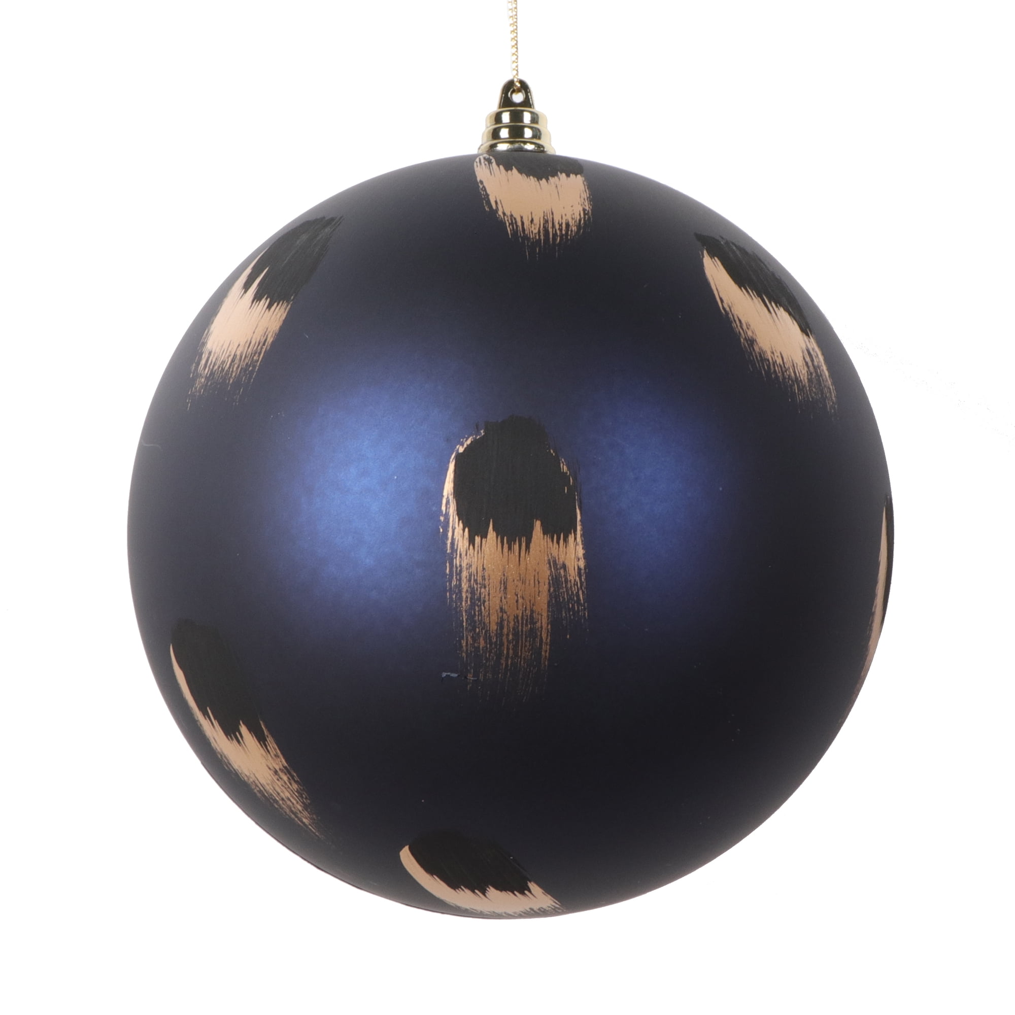 Vickerman Christmas 6" Matte Midnight Blue Ball Ornament with Gold and ...
