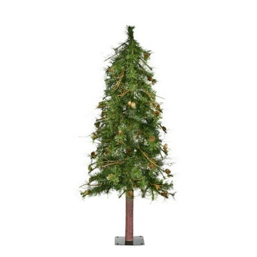 Vickerman Natural Alpine Tall Narrow Artificial Christmas Tree Set ...