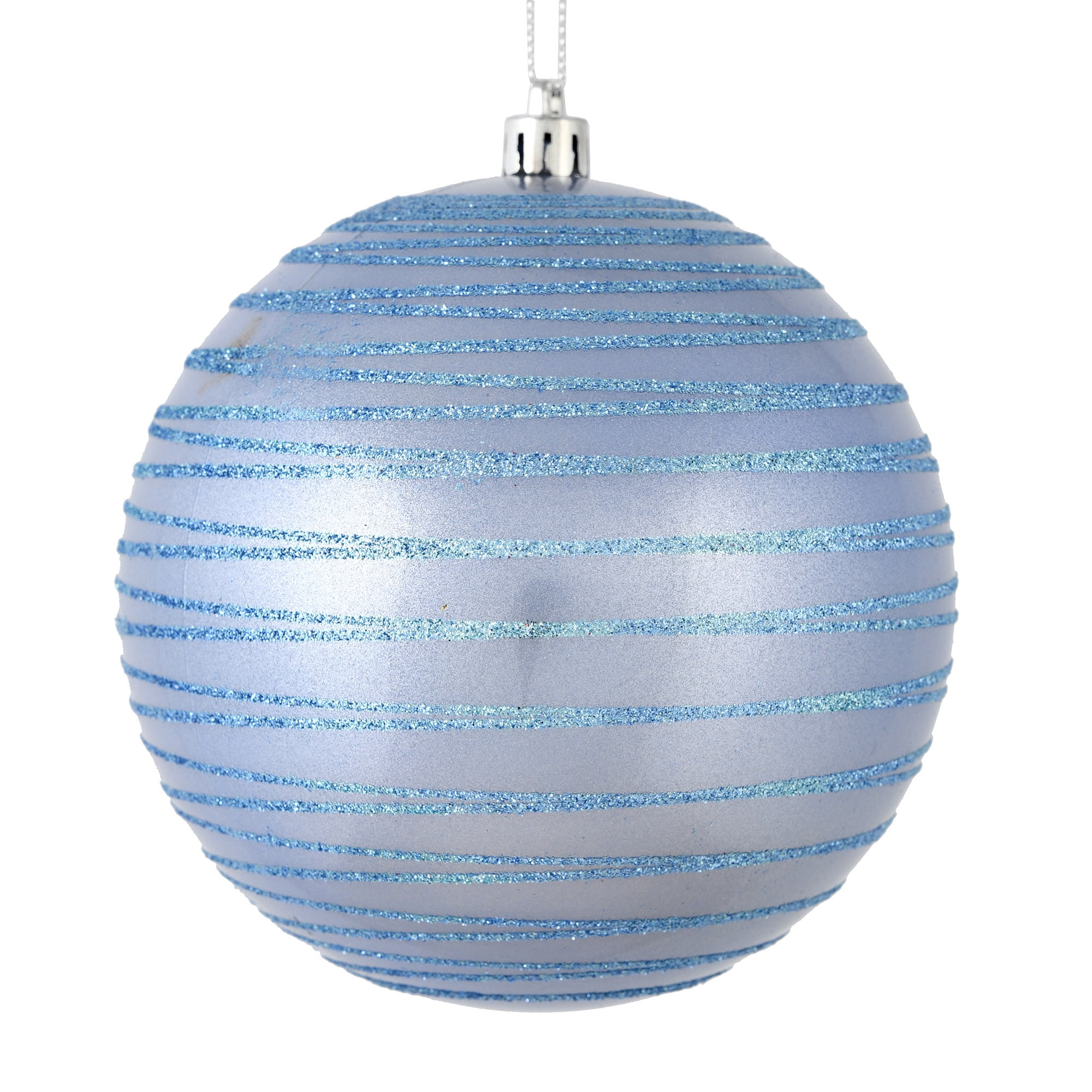 Vickerman 6" Periwinkle Candy Finish Ball Ornament with Glitter Lines ...