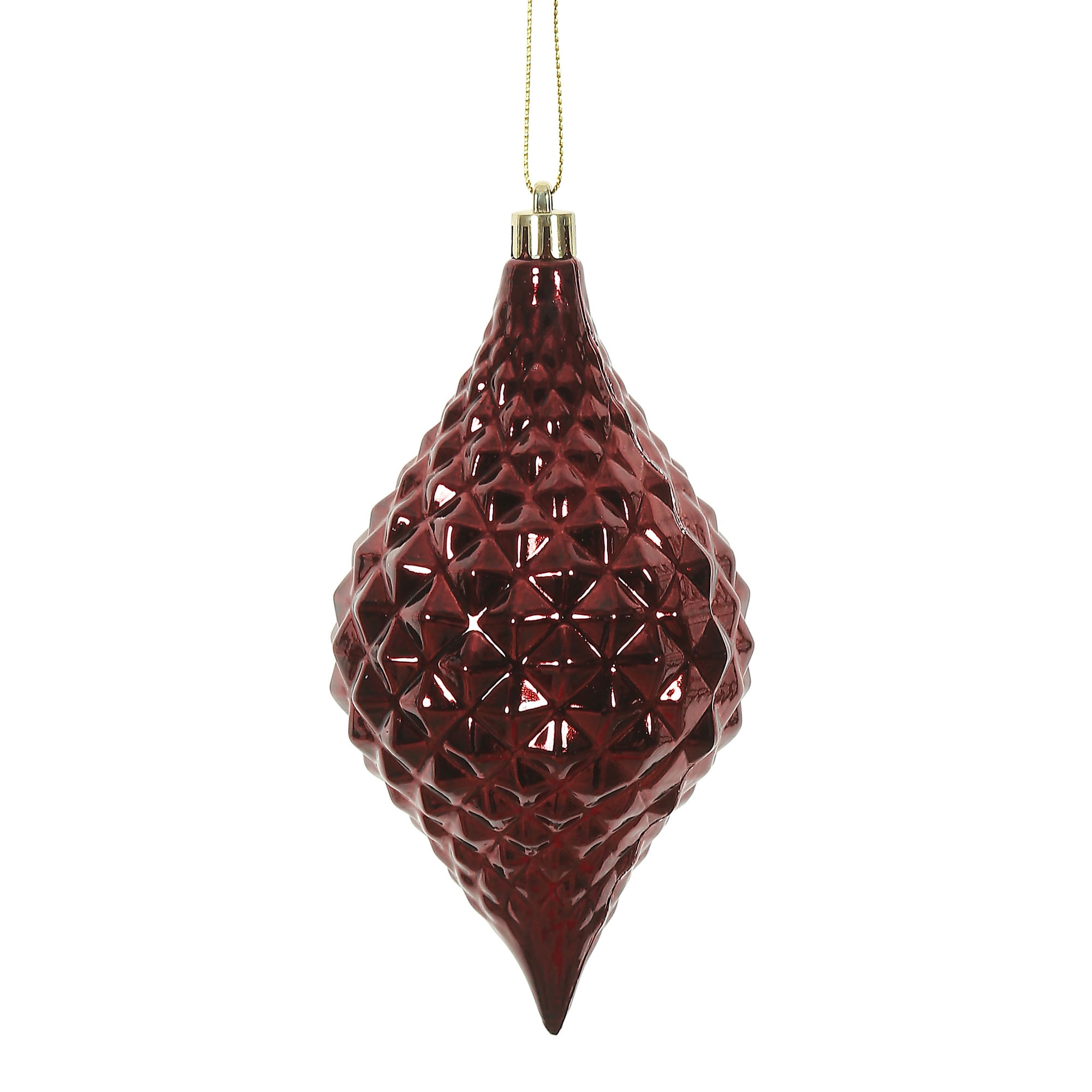 Vickerman 6" x 3" Burgundy Shiny Diamond Drop Ornament, with drilled ...