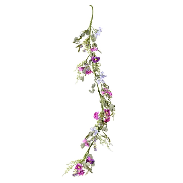 Vickerman 60" Mixed Purple Floral Garland - Walmart.com