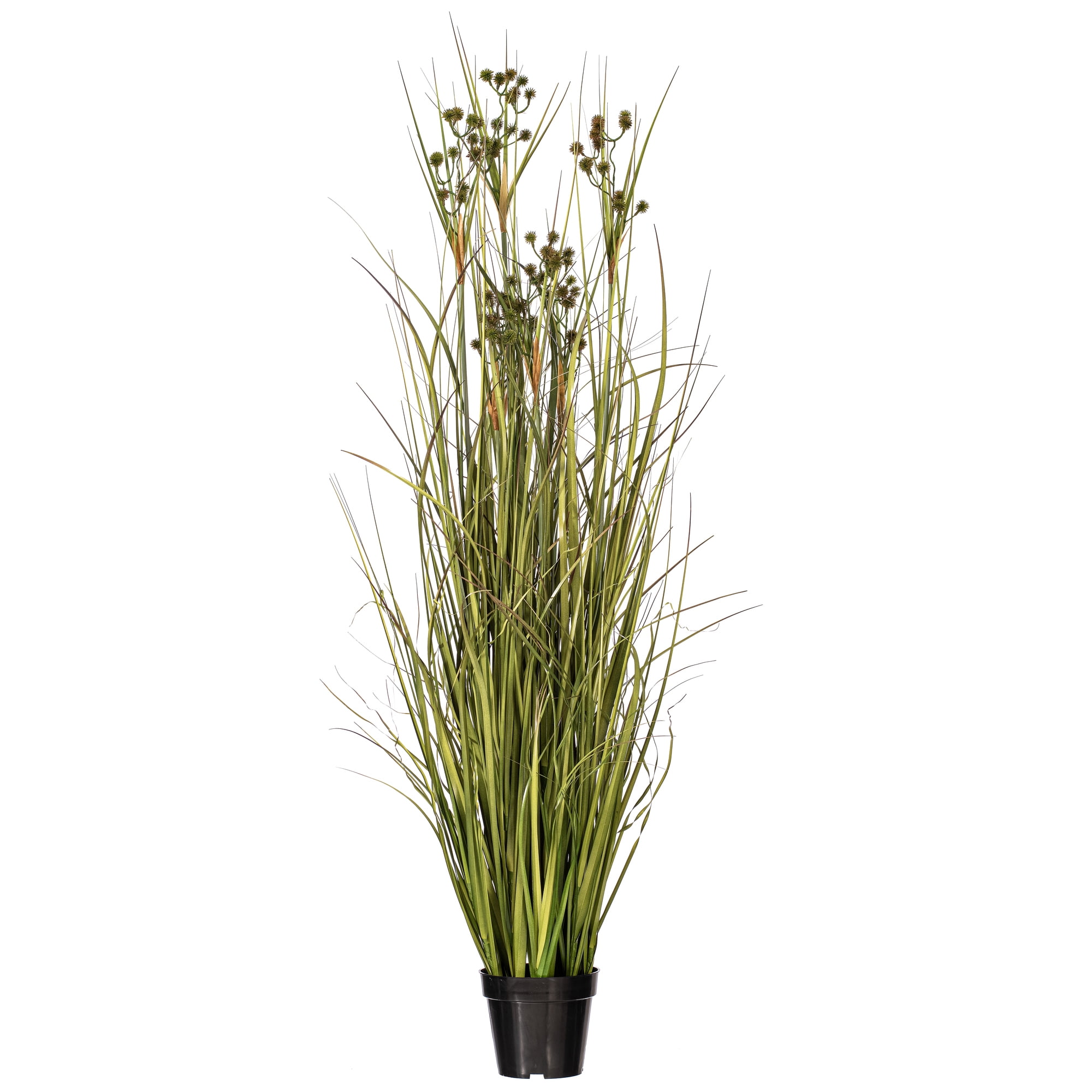 Vickerman 60" PVC Artificial Potted Green Grass with Pomp Balls ...