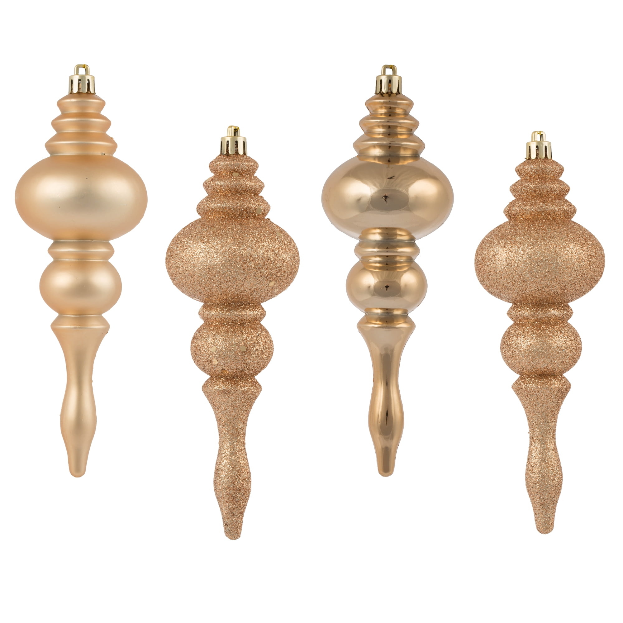 Vickerman 7" 4-Finish Finial Ornament, Shatterproof Plastic Christmas ...