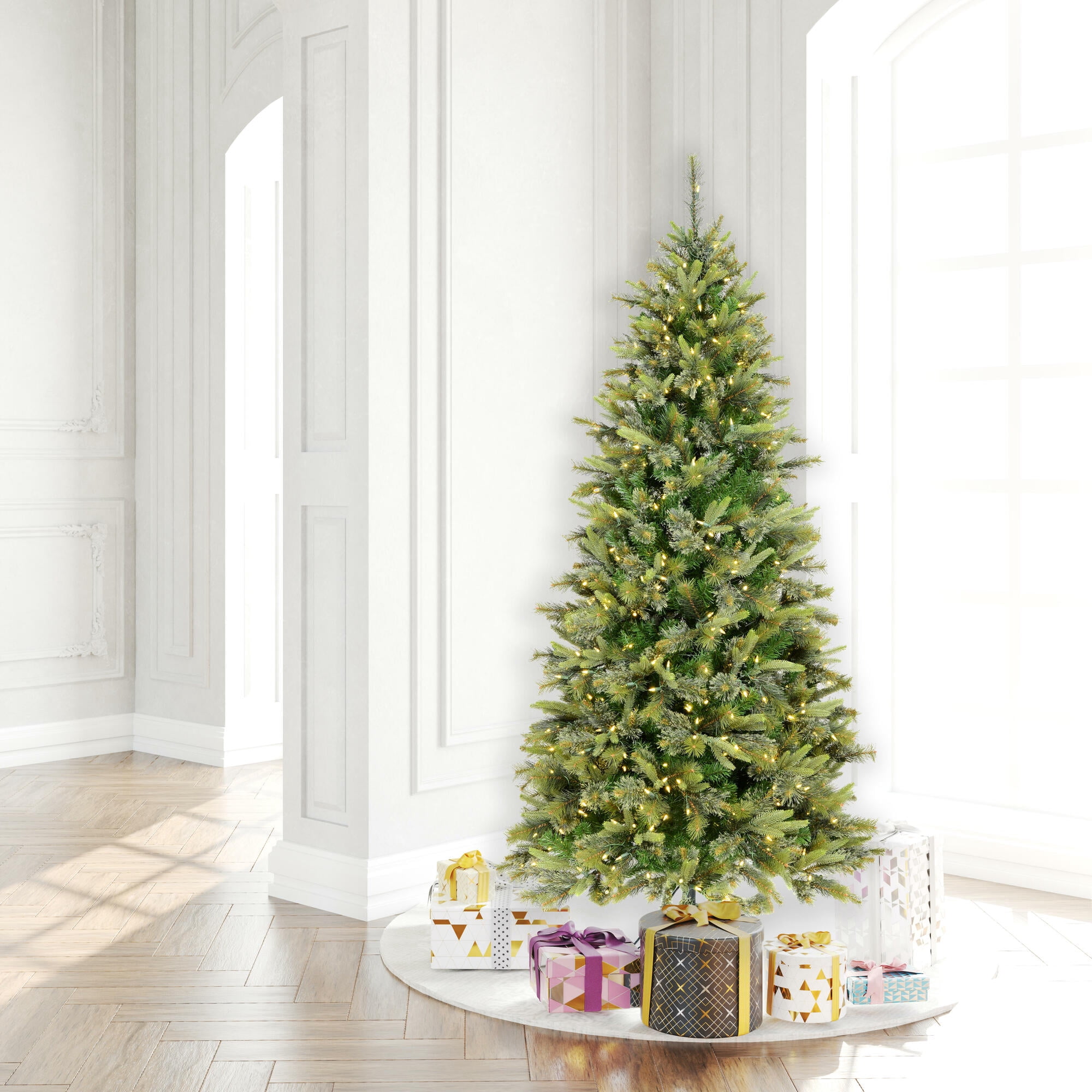 Vickerman 7.5' Cashmere Slim Artificial Christmas Tree, Warm White Dura ...