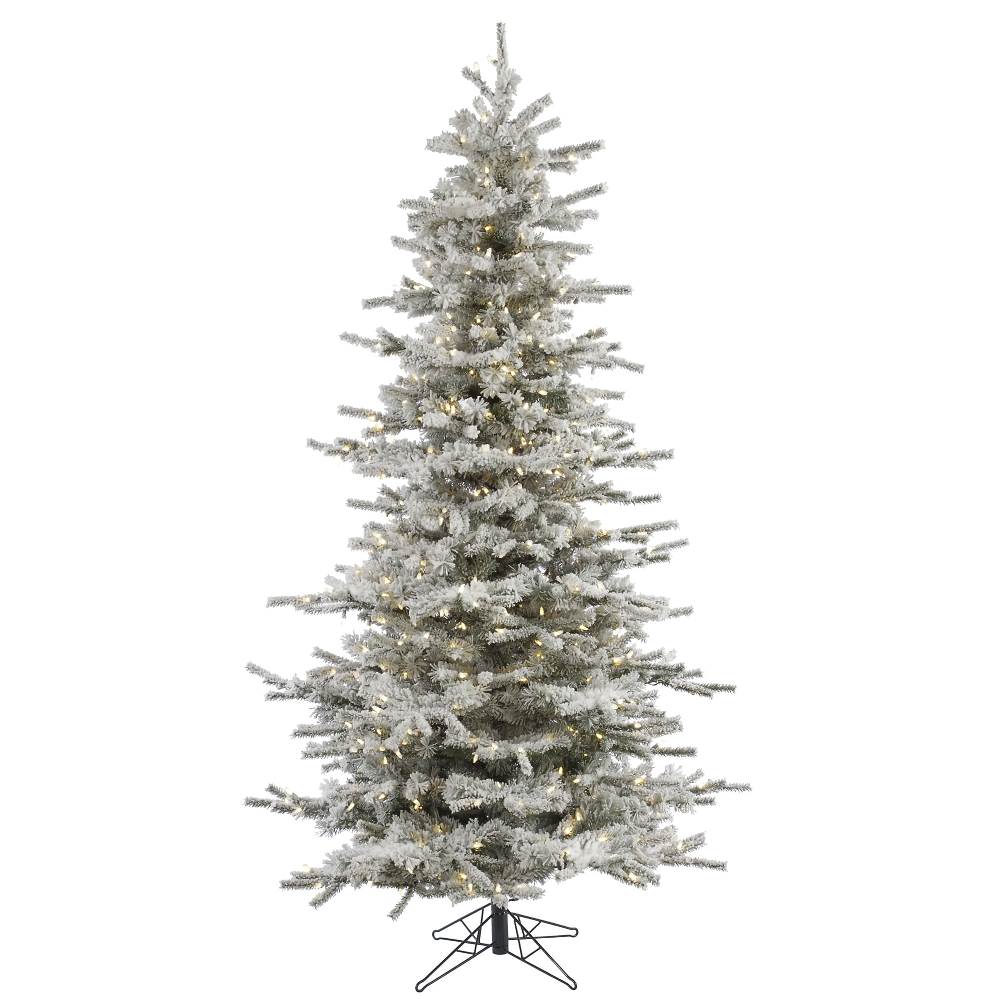 Vickerman 7.5' Flocked Sierra Fir Slim Artificial Christmas Tree, Warm ...