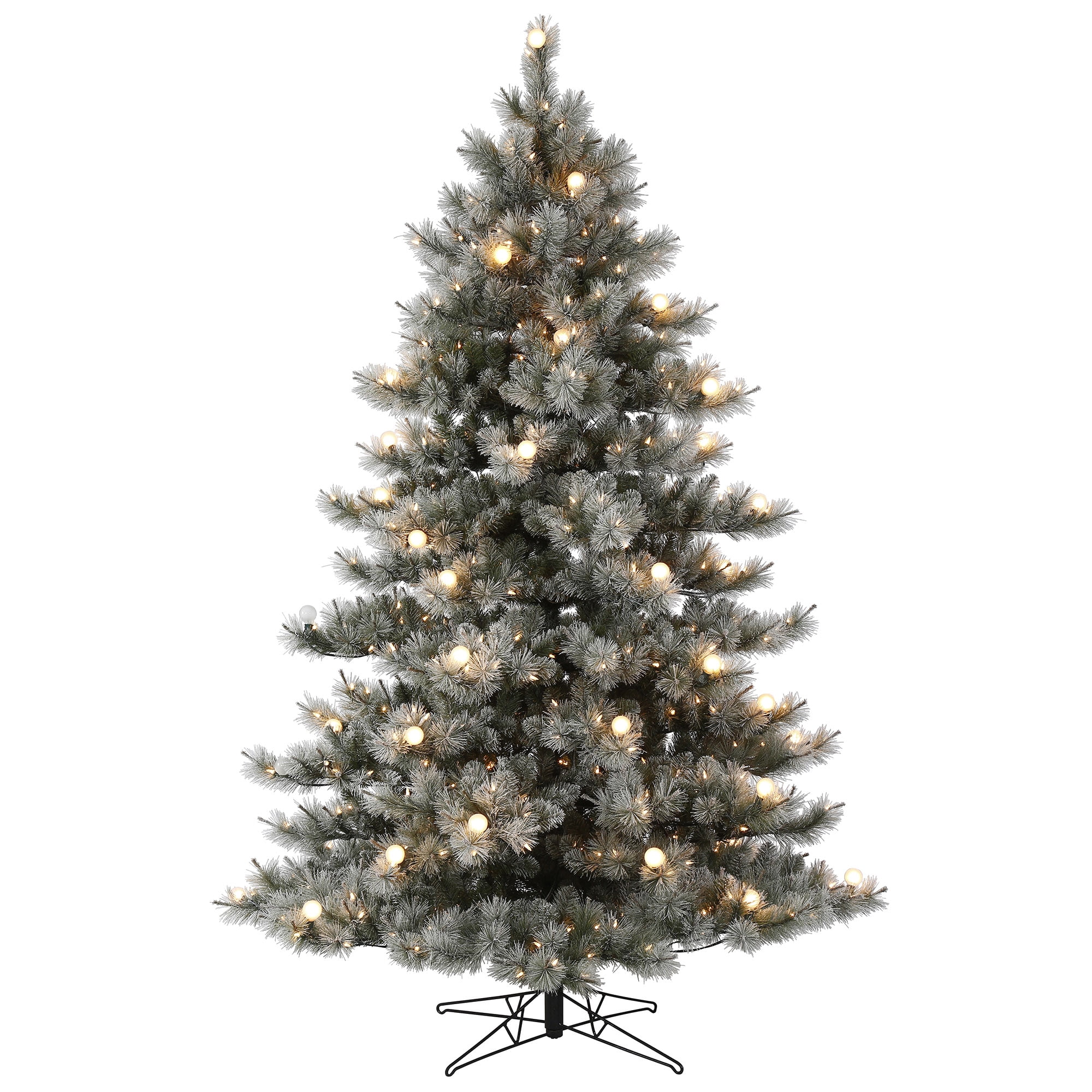 Vickerman 7.5' x 59" Flocked Cayce Pine Artificial Christmas Tree, Warm ...
