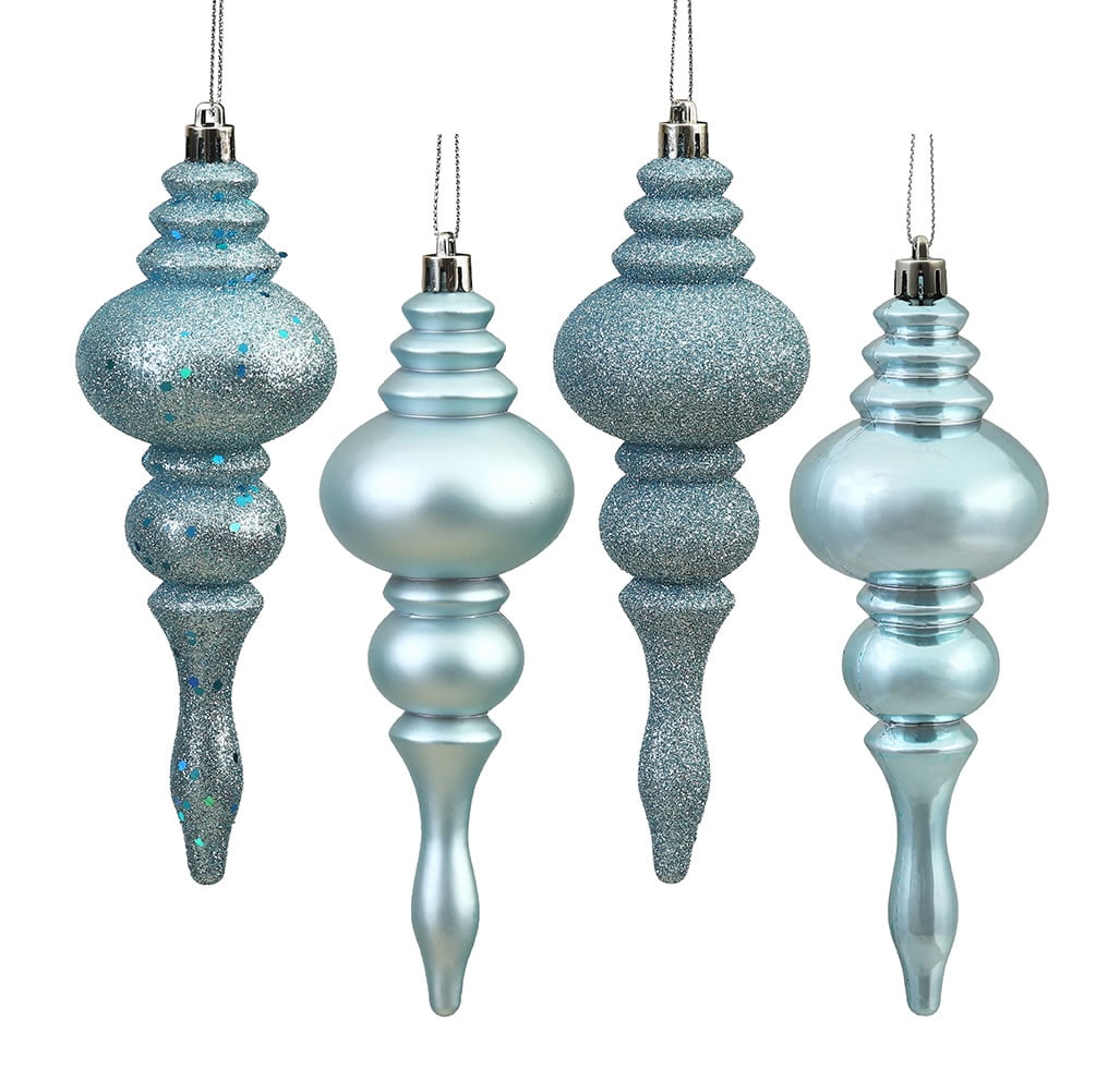 Vickerman 7" Baby Blue 4-Finish Finial Ornament, 8 per Box - Walmart.com