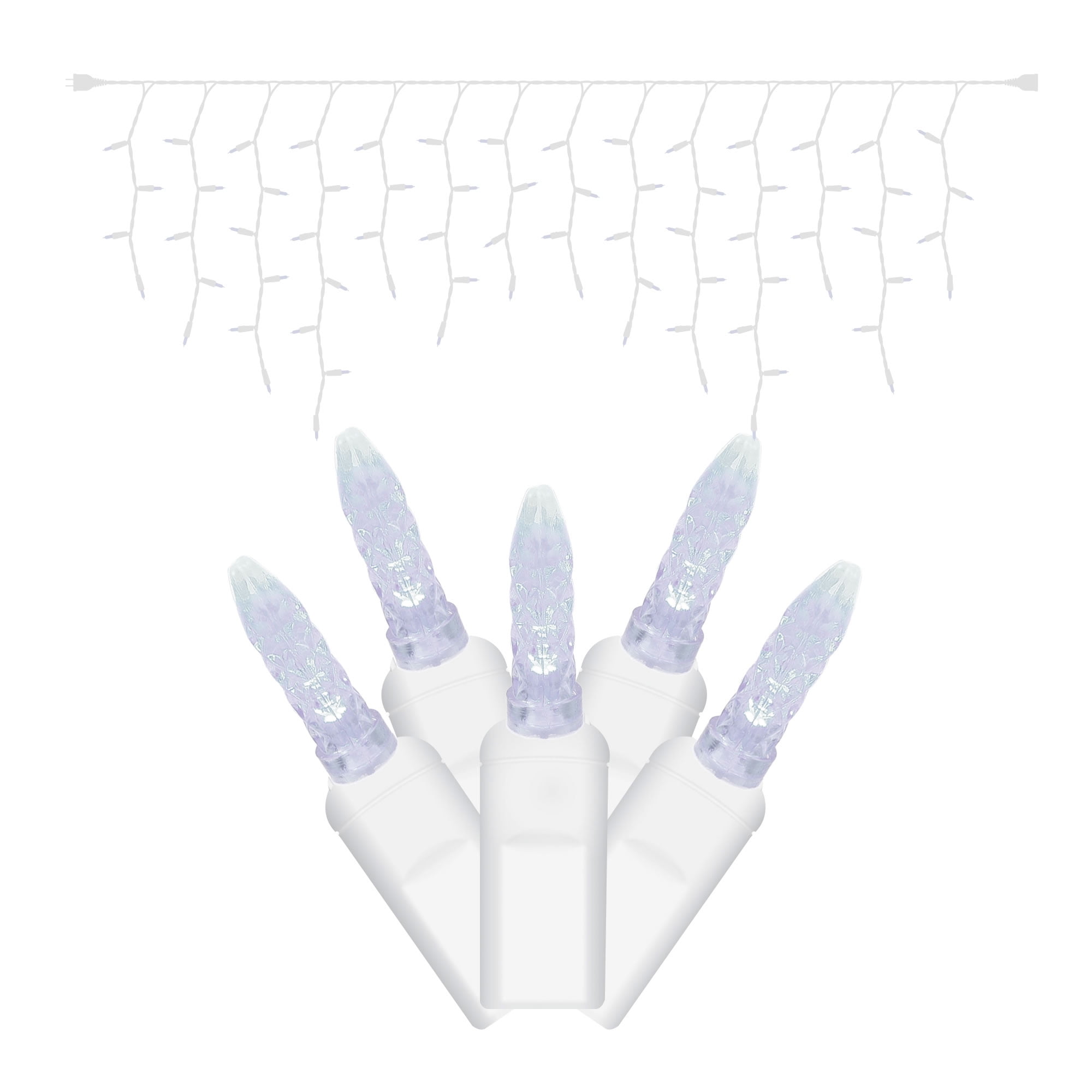 Vickerman 70 Cool White M5 LED Icicle Light on White Wire, 9' Christmas ...