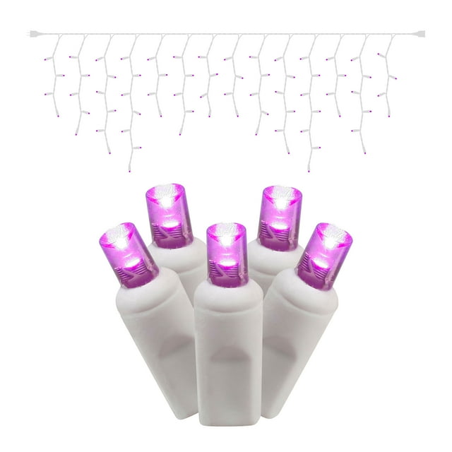 Vickerman 70 Purple Wide Angle LED Icicle Light on White Wire, 9 ...