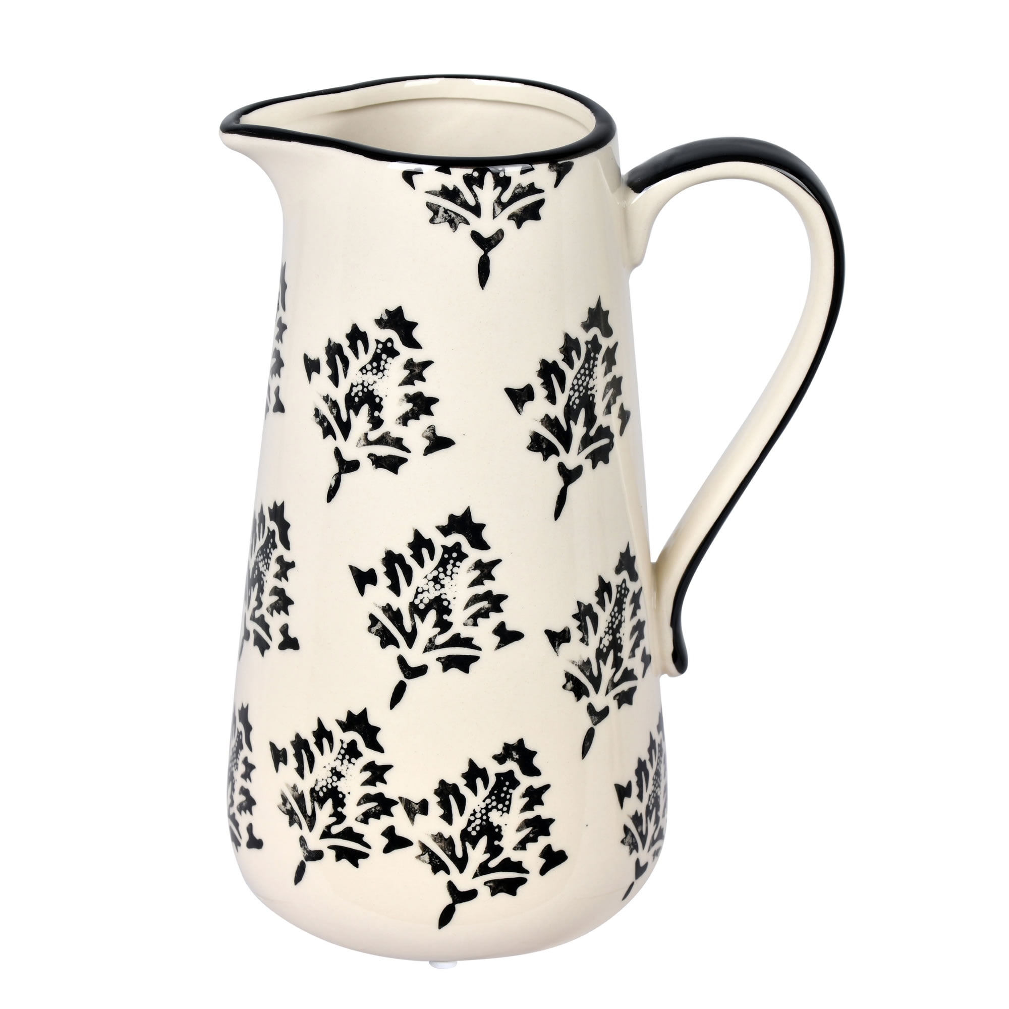 Vickerman 8.5" White/Black Leaf Print Ceramic Jar. Let this pot stand ...