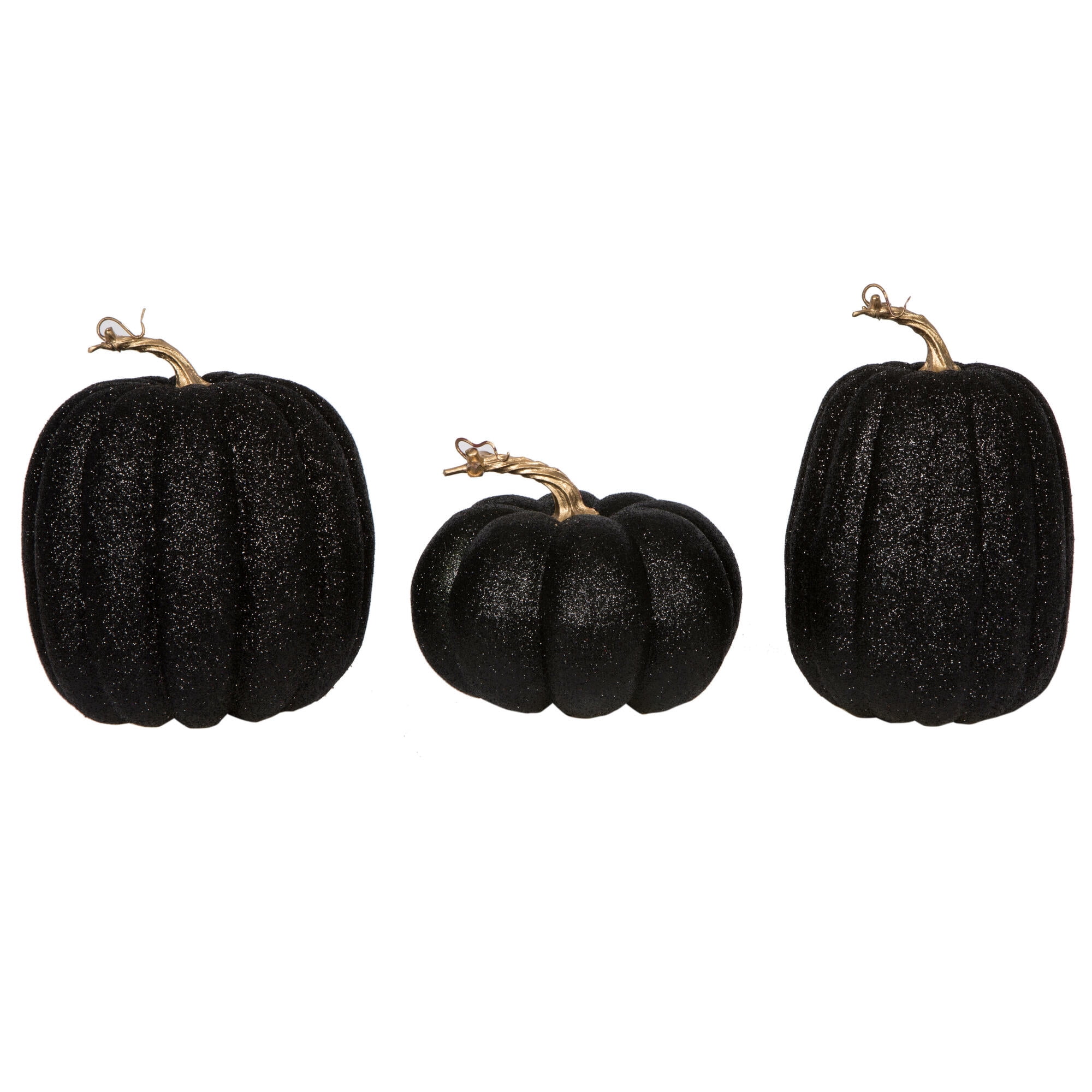 Vickerman 8" Black Pumpkins Set of 3. Three pieces assorted, Fabric ...