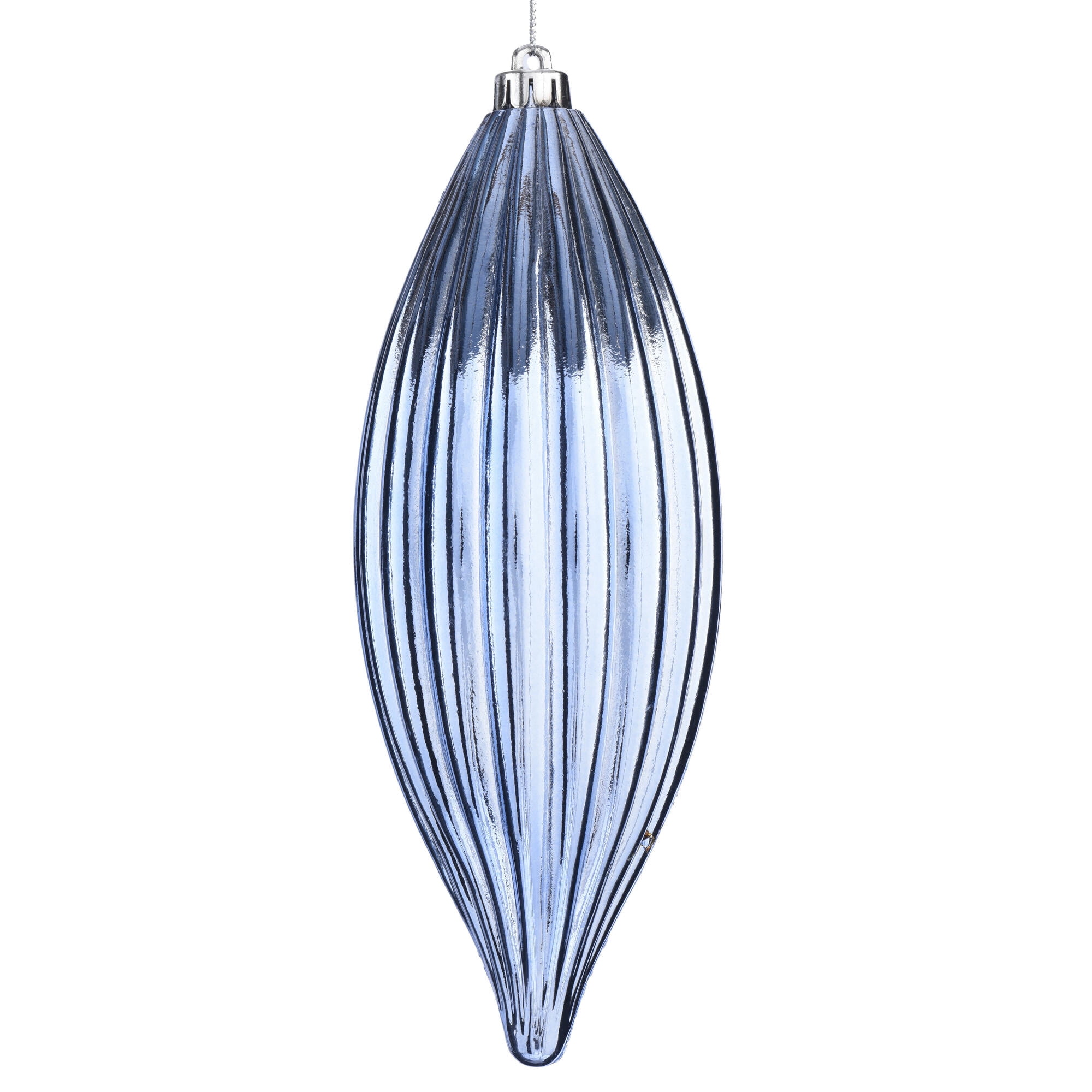 Vickerman 8" Periwinkle Shiny Line Finial 4/Bag. This ornament features ...