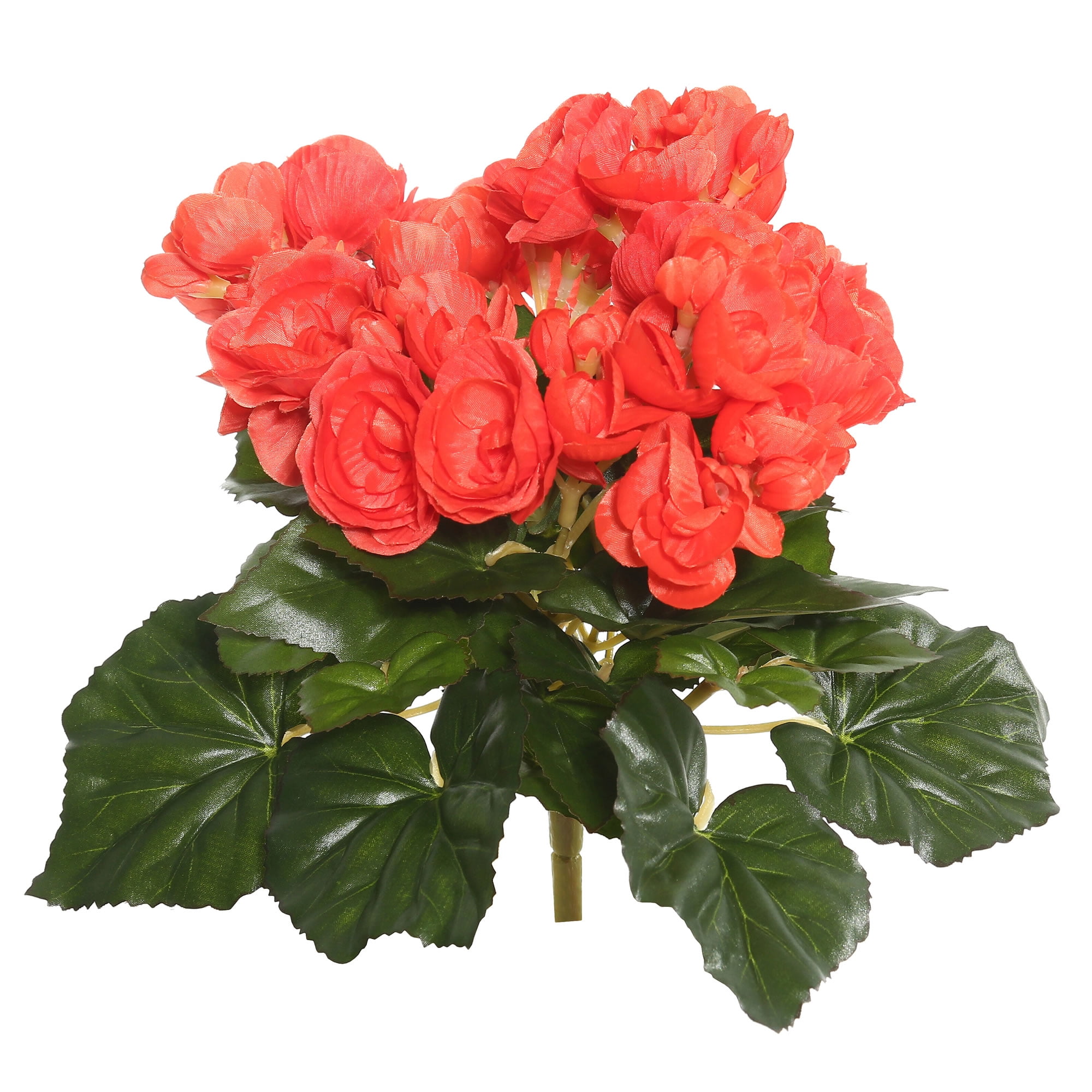 Vickerman 9.5" Artificial Red Orange Polyester Begonia Bush. - Walmart.com