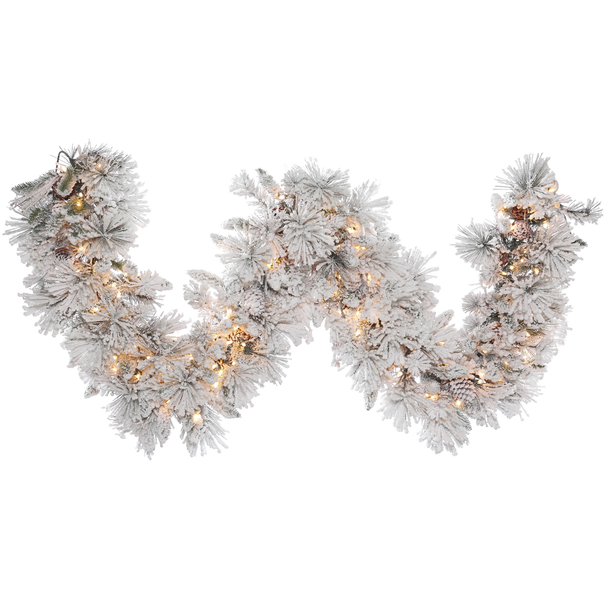 Vickerman 9' Flocked Alberta Artificial Christmas Garland, Clear Dura ...