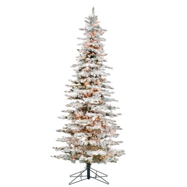 Vickerman 9' Flocked White Spruce Artificial Christmas Tree, Multi ...