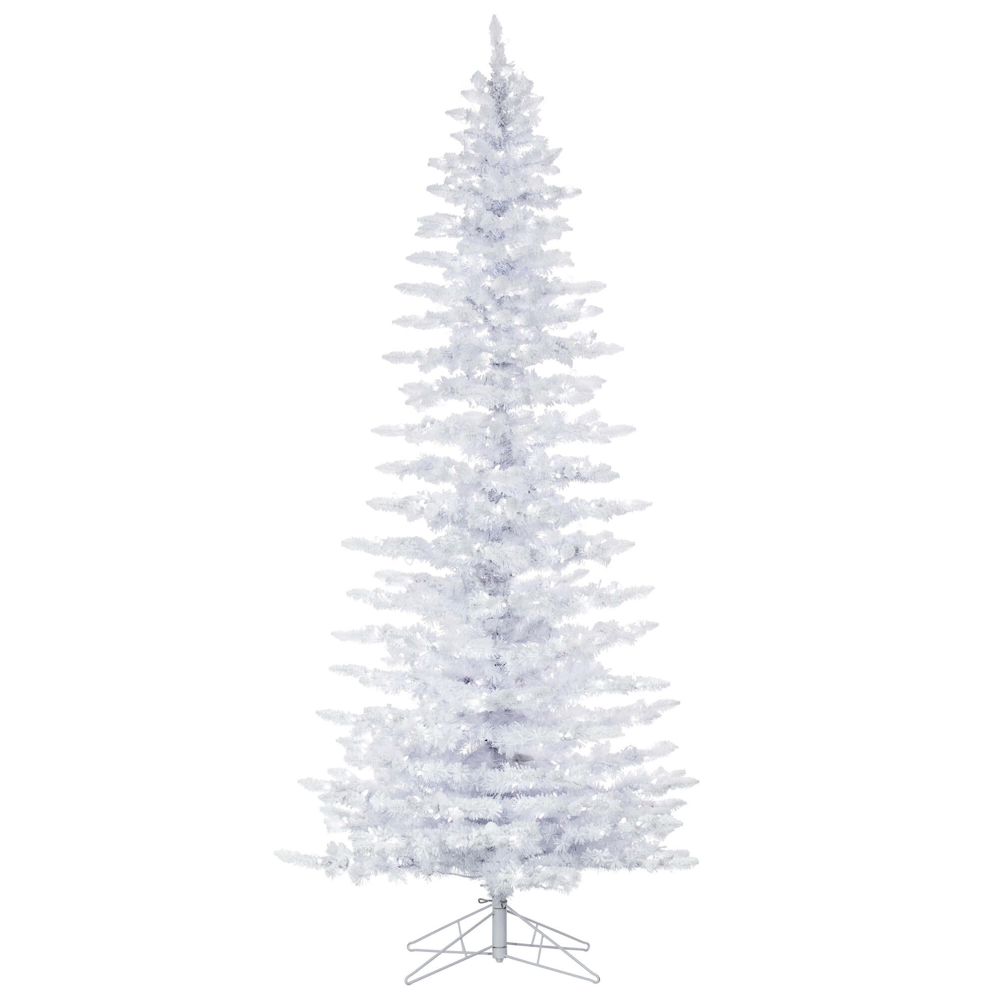 Vickerman 9' Flocked White Slim Artificial Christmas Tree, Warm White ...