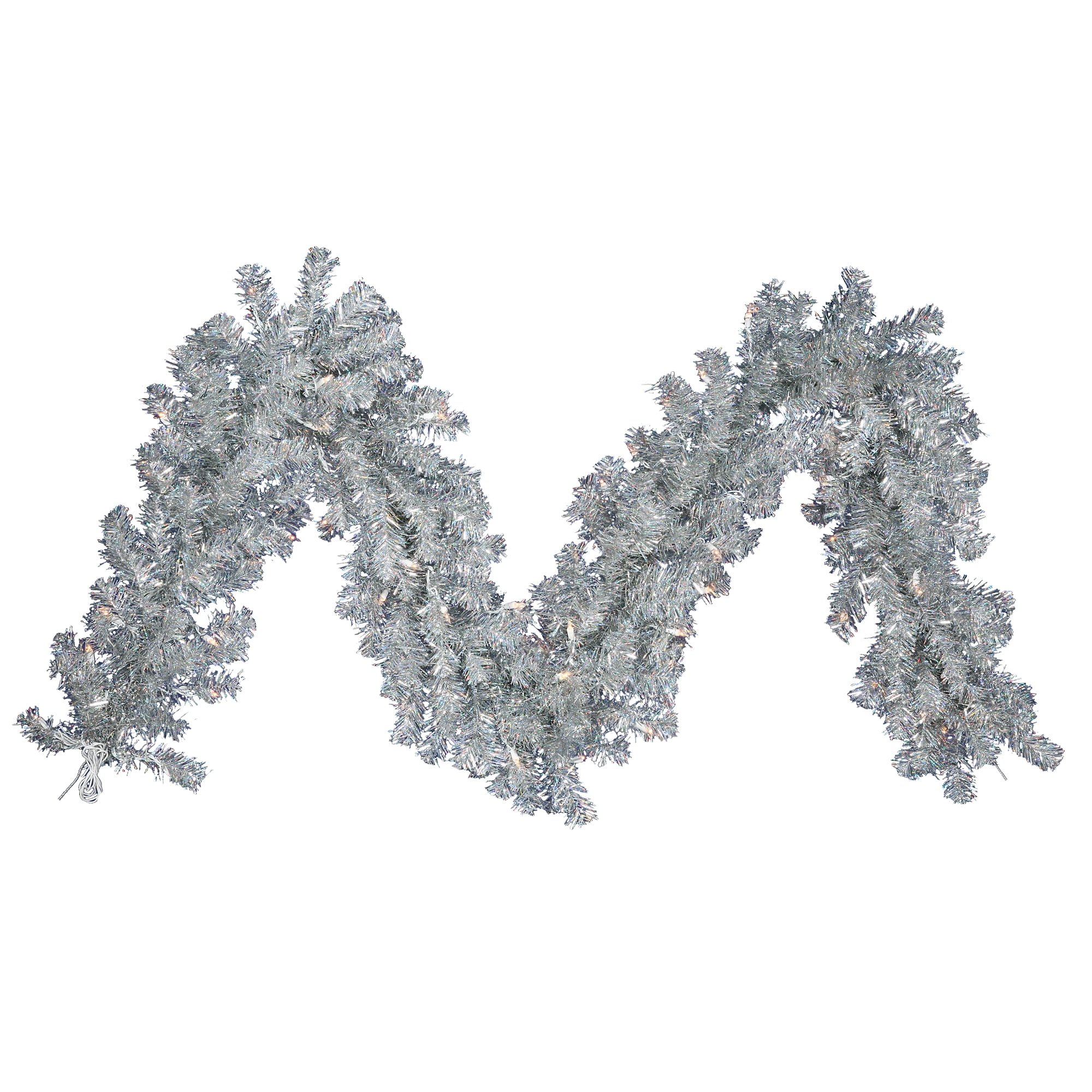Vickerman 9' Silver Artificial Christmas Garland, Warm White Dura-lit ...