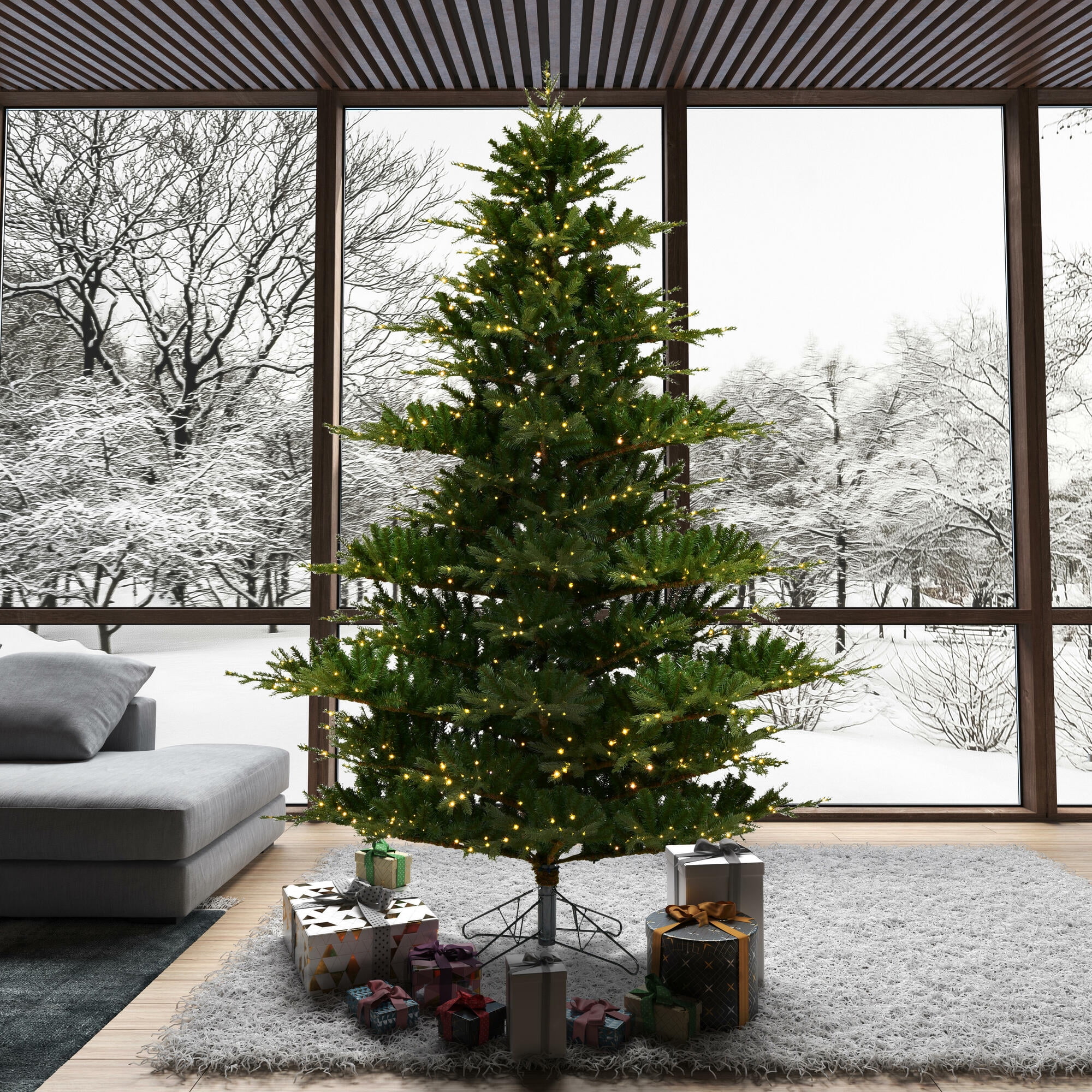 Vickerman 9' x 81" Sherwood Fir Artificial Christmas Tree with Warm ...