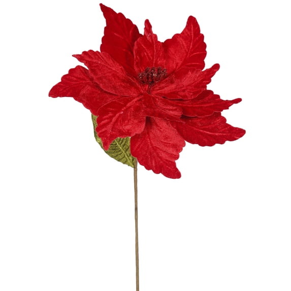 Vickerman 22" Red Poinsettia Artificial Christmas Floral Pick, Holiday ...