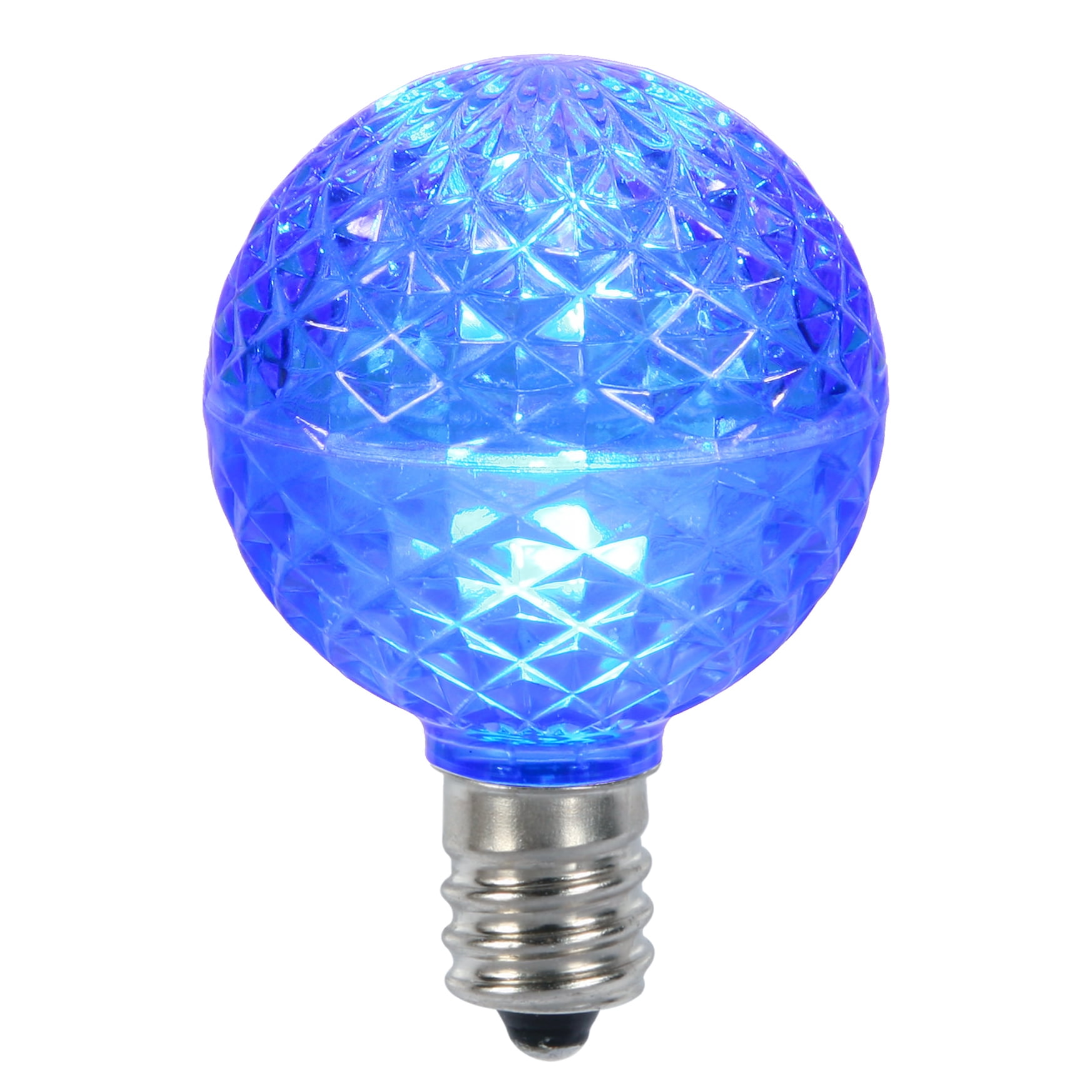 Vickerman G50 LED Blue Faceted Replacement Bulb, E17/C9 Nickel Base, 10 ...