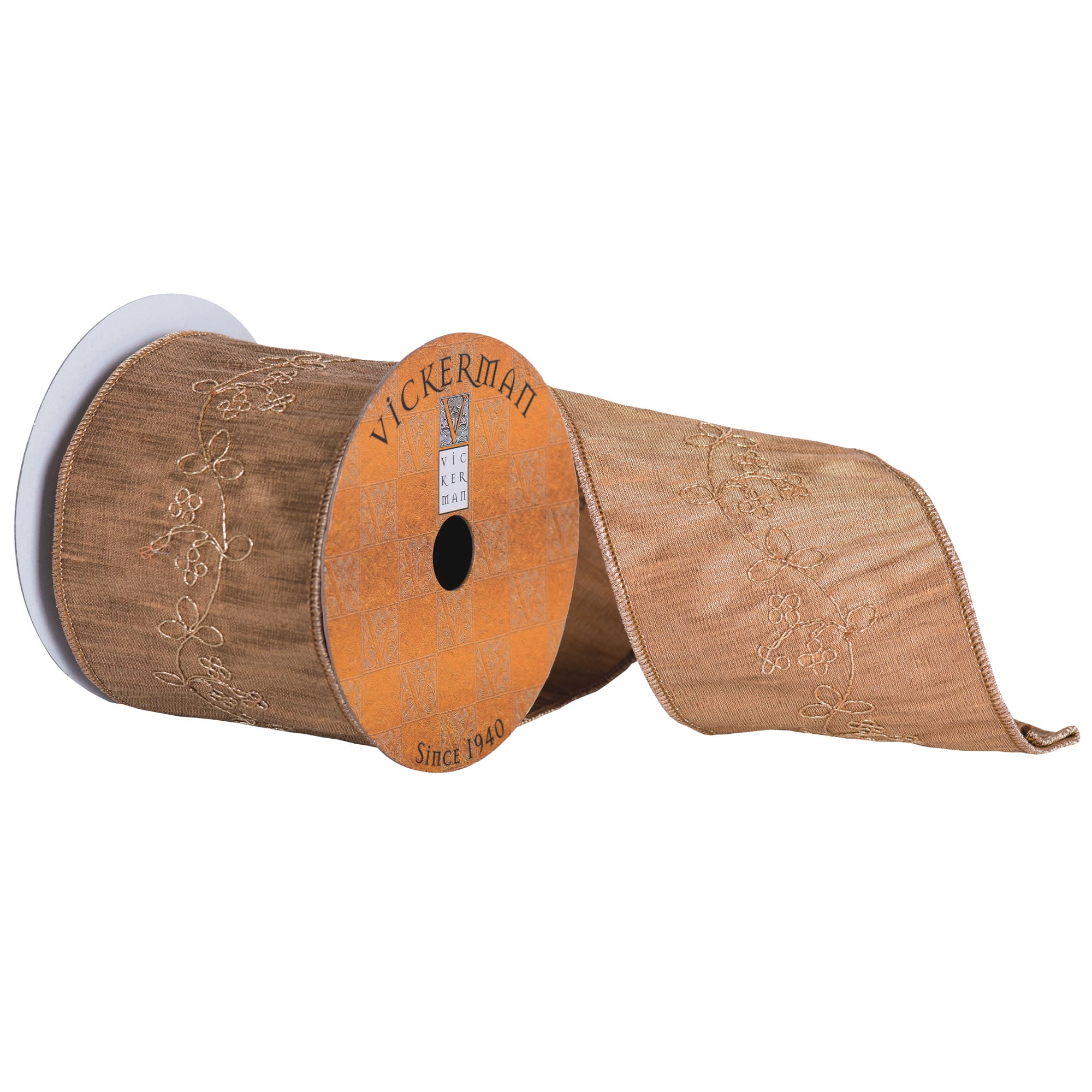 Vickerman Gold Ribbon With Gold Swirl Center And Gold Edge - Walmart.com