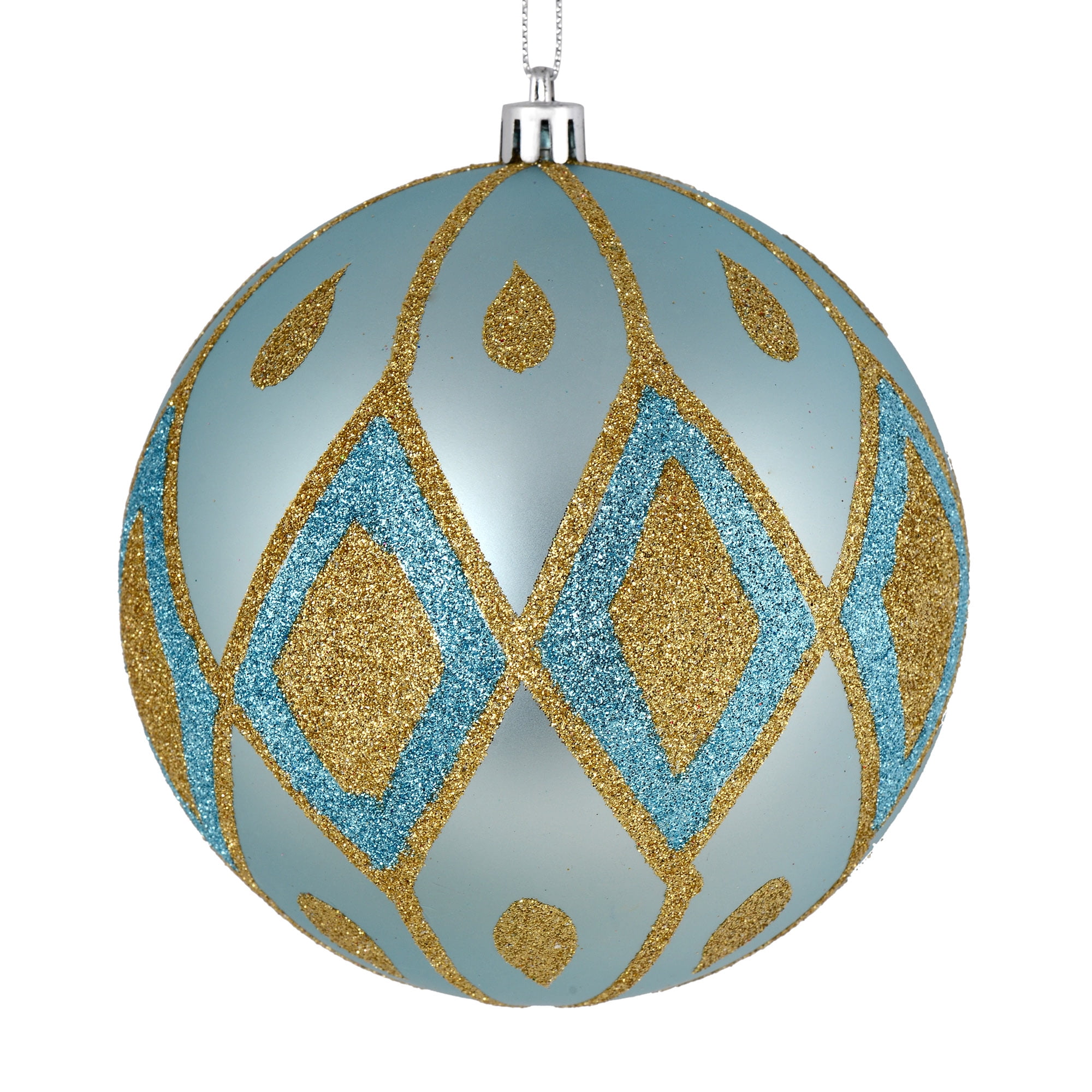 Vickerman N188232D 6 in. Baby Blue Matte Ball Ornament with Glitter ...