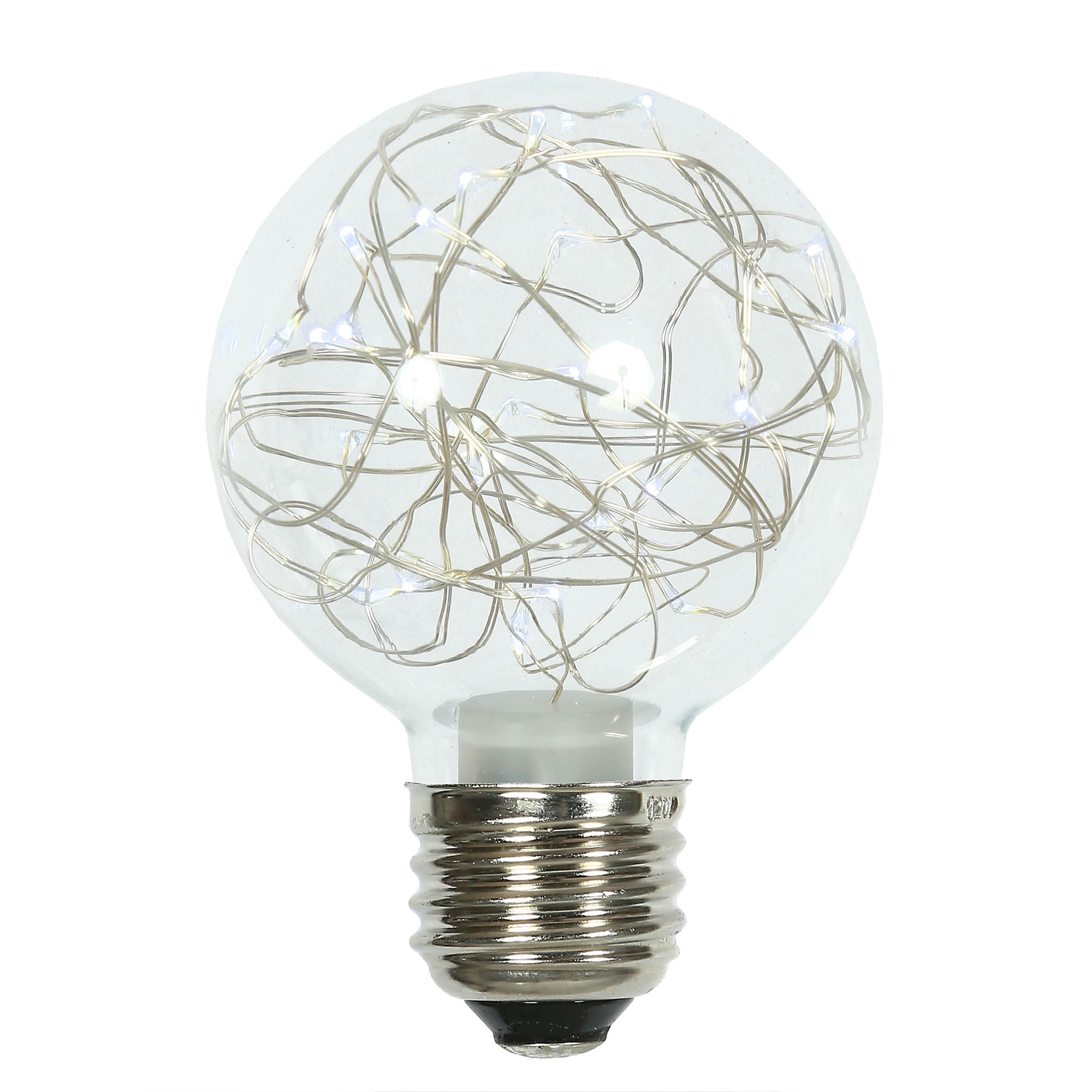 Vickerman Pure White LED Twinkle Glass G95 Fairy Light Christmas Bulb ...