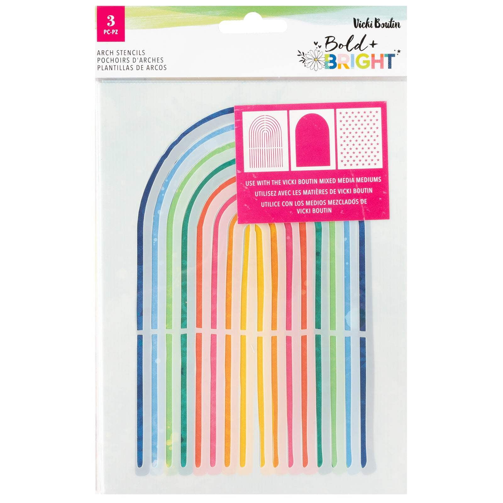 Vicki Boutin Bold And Bright Stencil Pack 3/Pkg-Arches - Walmart.com