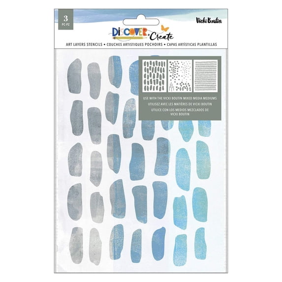Vicki Boutin Discover Create Stencil Pack 3pkg Art Layers