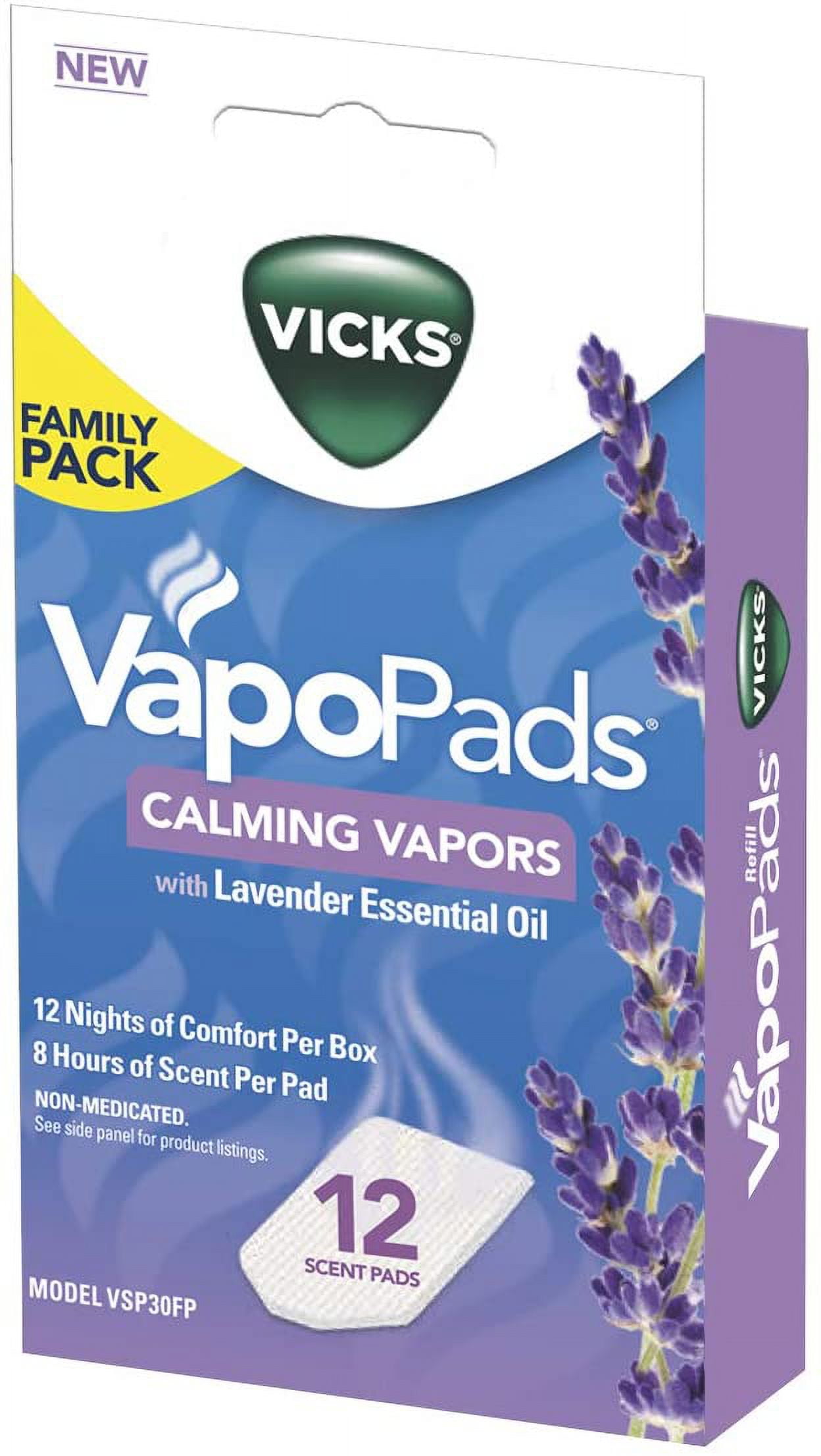 Vicks Calming Menthol and Lavender Pads Cough Suppressant, 12 Ea, 2 ...