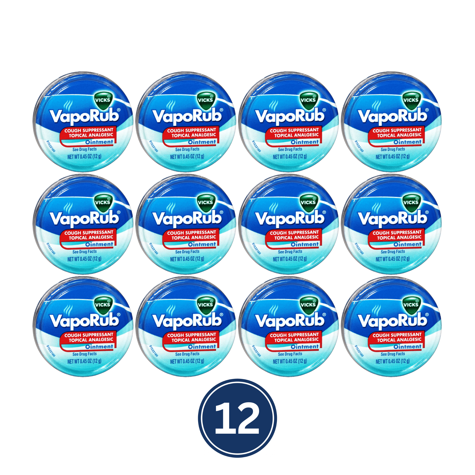 Vicks Cough Suppressant Topical Analgesic Ointment Travel Tin 0.45 Oz ...