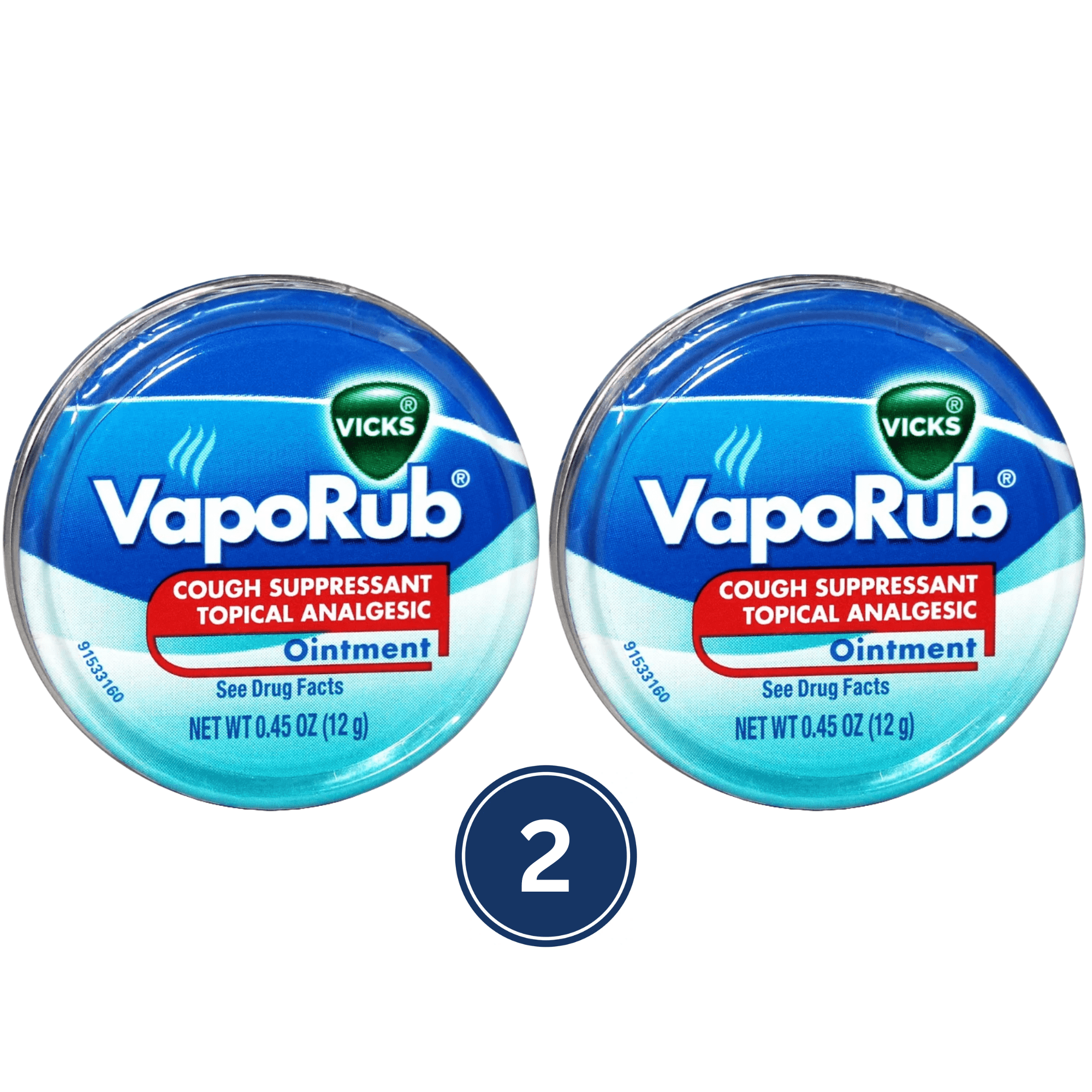 Vicks Cough Suppressant Ointment, Topical Analgesic, Travel Tin 0.45 Oz ...