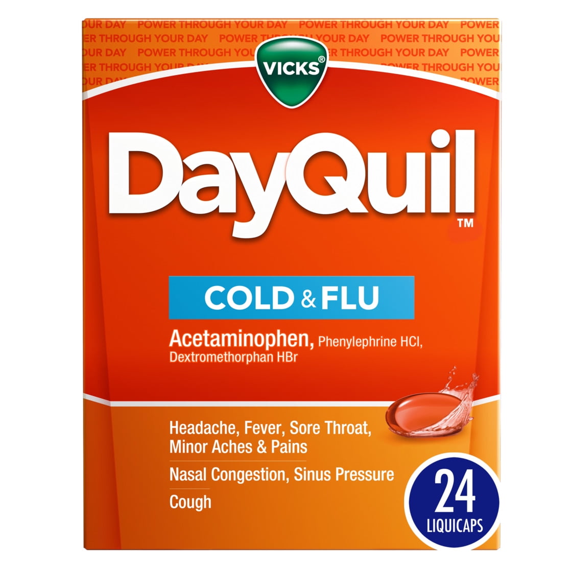 Vicks DayQuil Cold and Flu Liquicaps, Cold and Flu Medicine for Adults ...