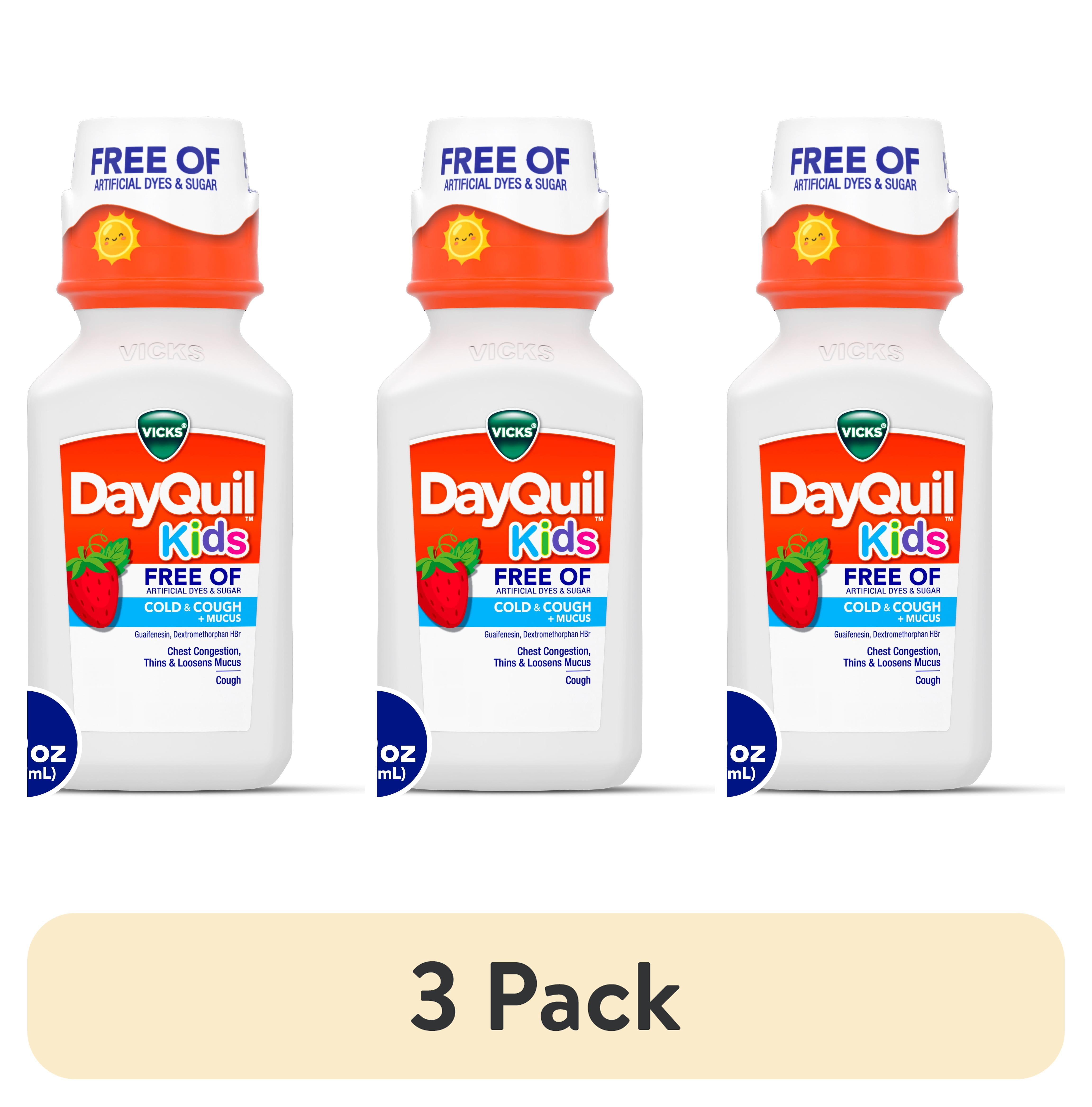 (3 pack) Vicks DayQuil Kids Cold Cough Syrup, Childrens Cold Medicine ...